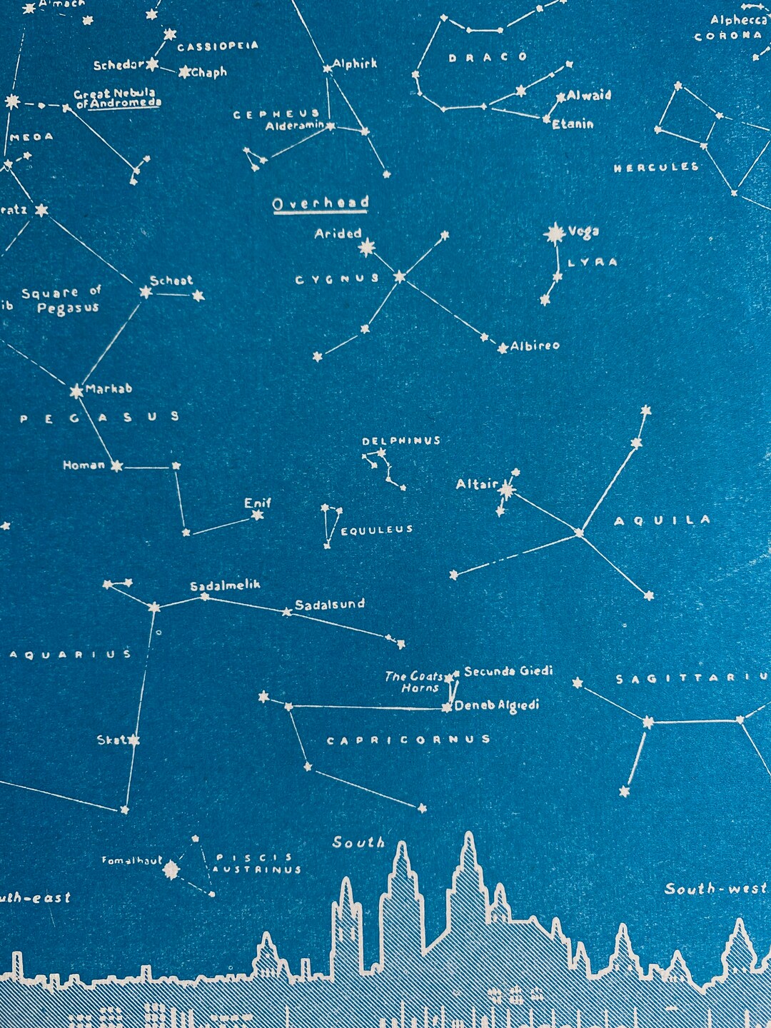 1940s September Star Map Seen Over Glasgow Original Vintage Print ...
