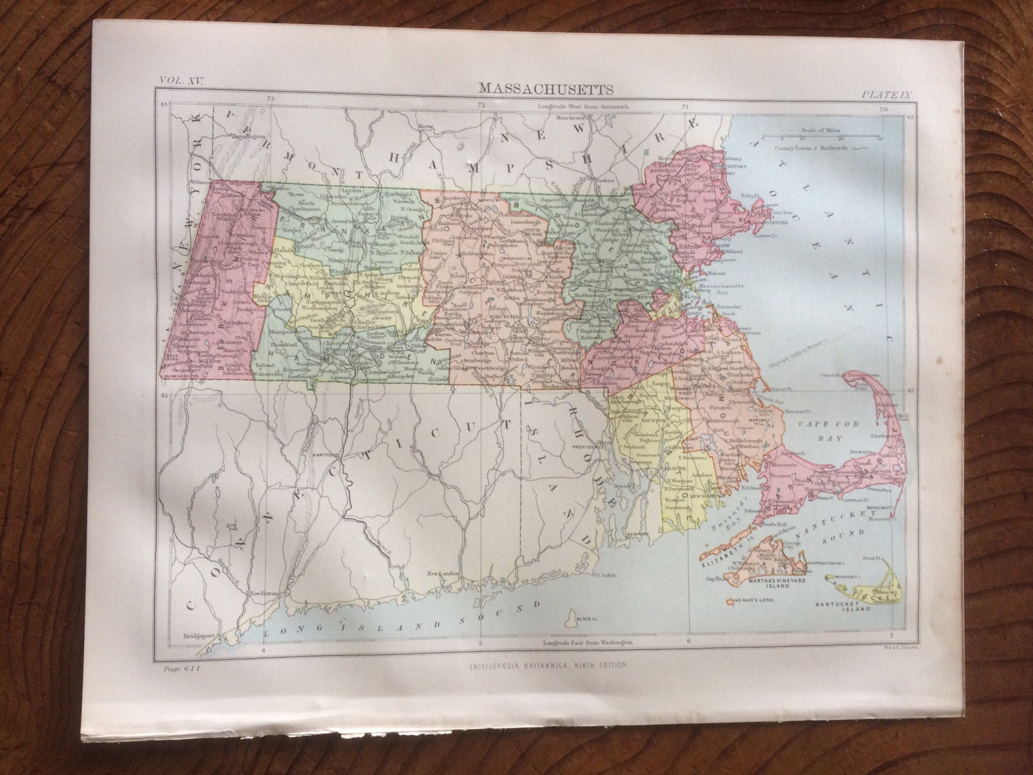 1875 Massachusetts Original Antique Map - MA - US State Map - United ...