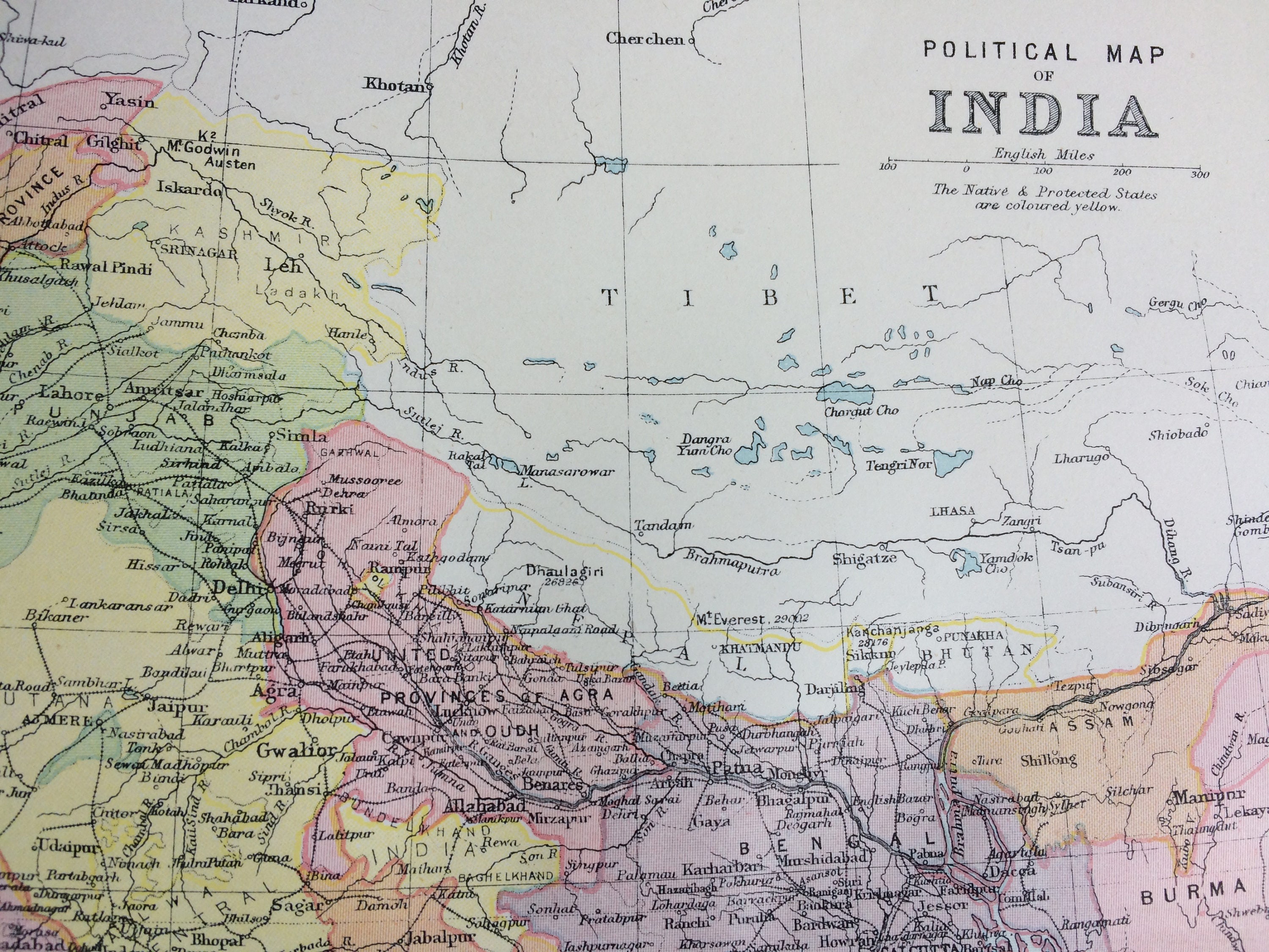 1904 India (Political) Original Antique Map - 10 x 12 inches - Wall Map ...