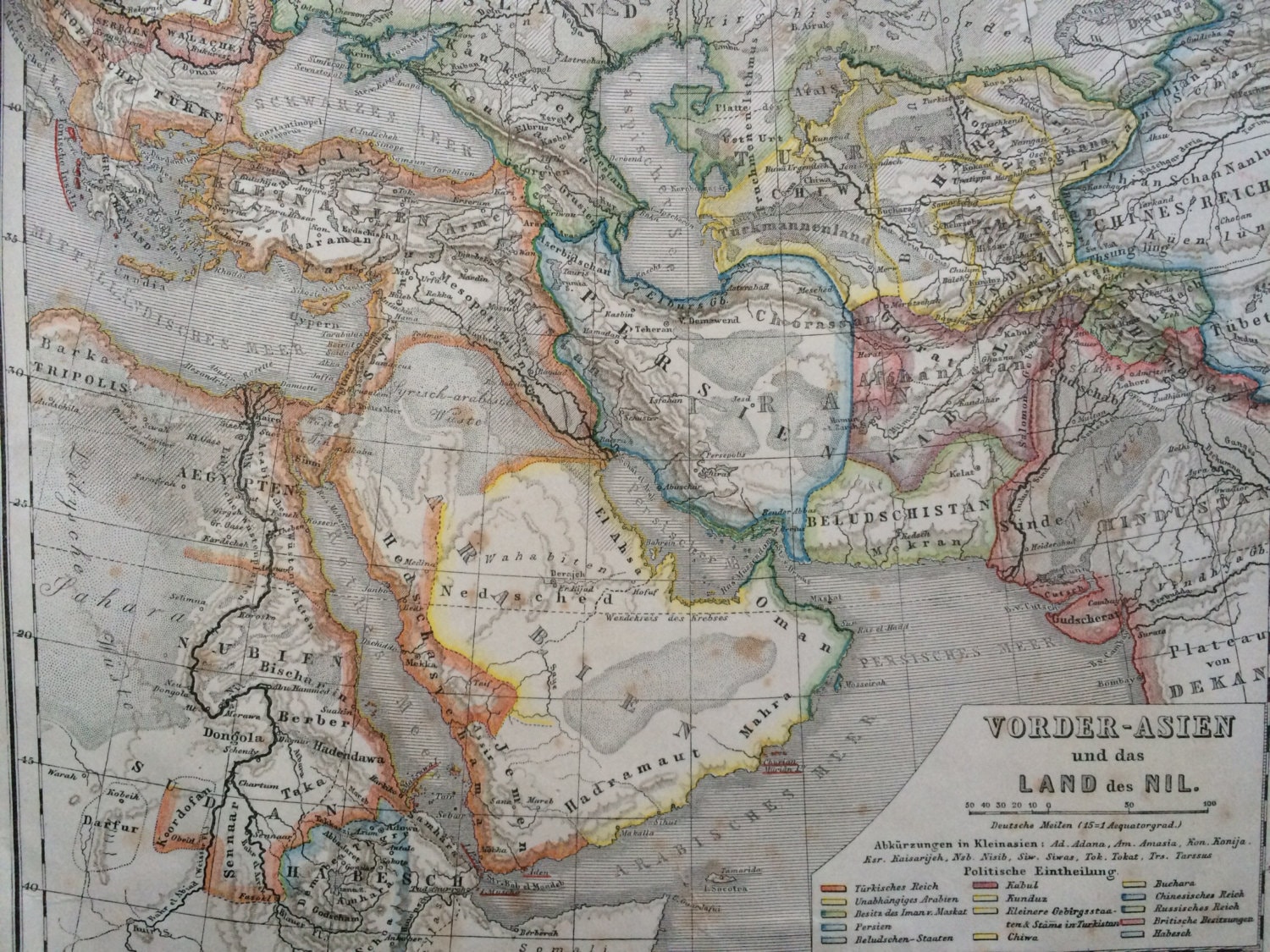 1861 MIDDLE EAST original antique hand coloured map