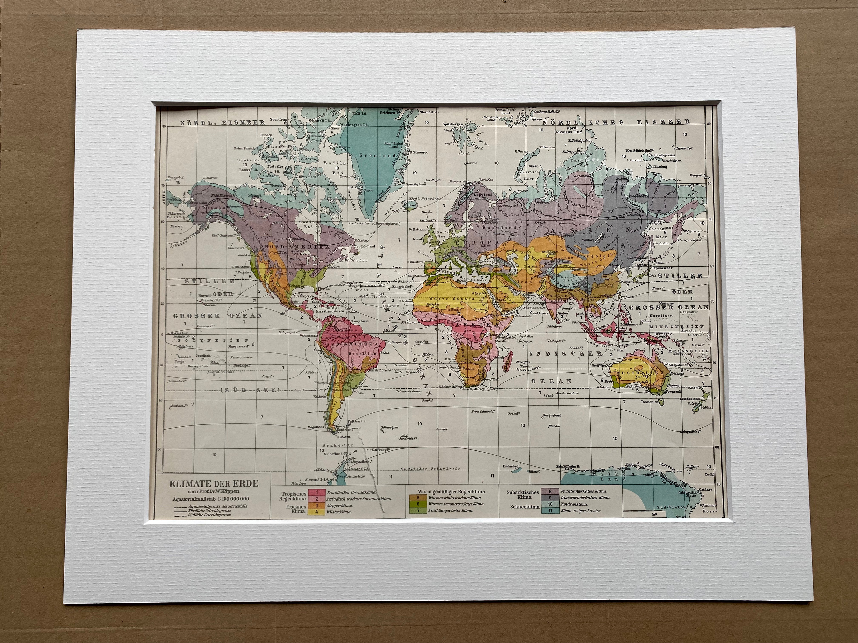 1924 Climate World Map Original Antique Map - Meteorology - Available ...