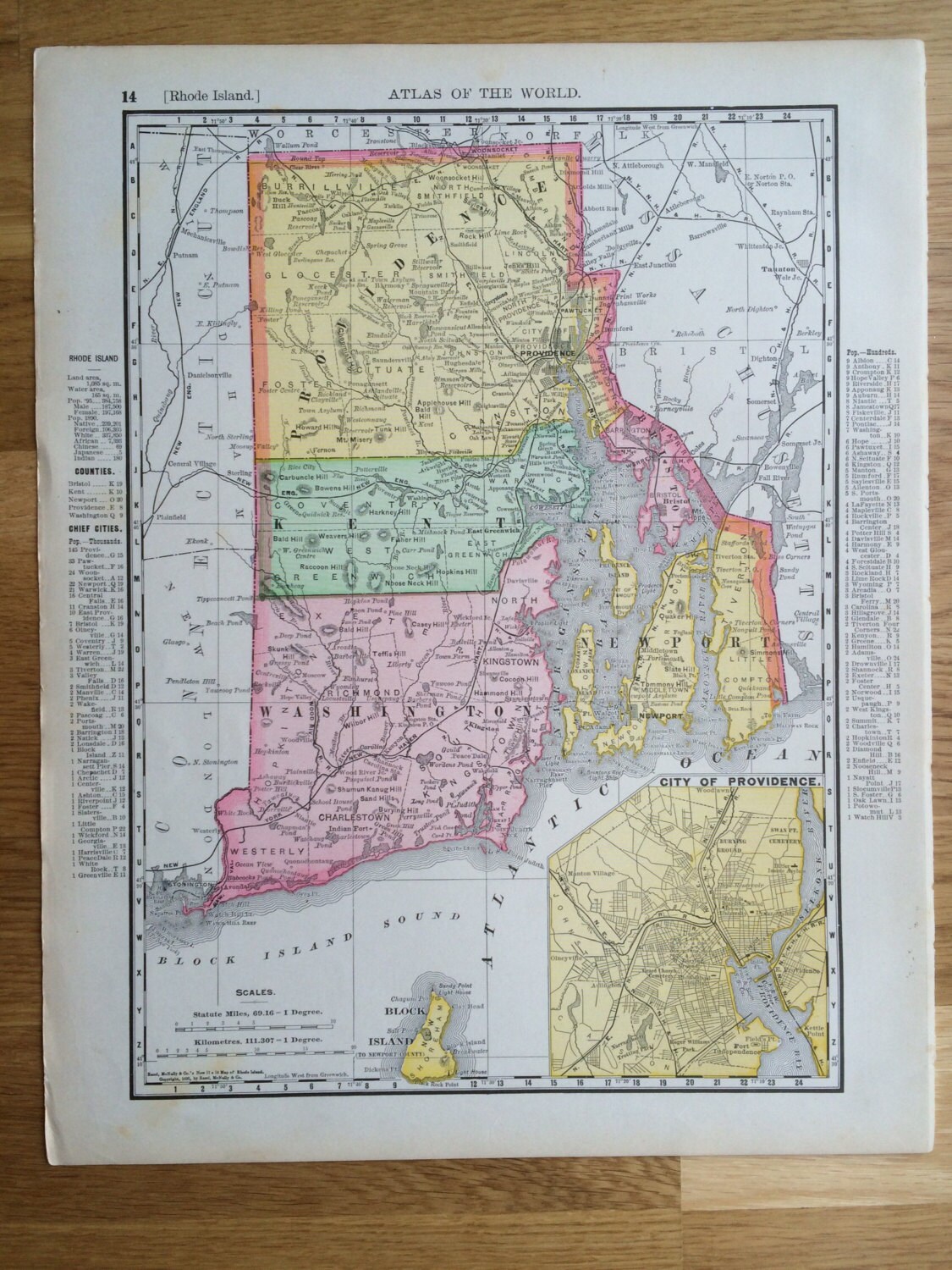 1898 BOSTON Original Antique City Plan Map, 11 x 14 inches, Rand ...