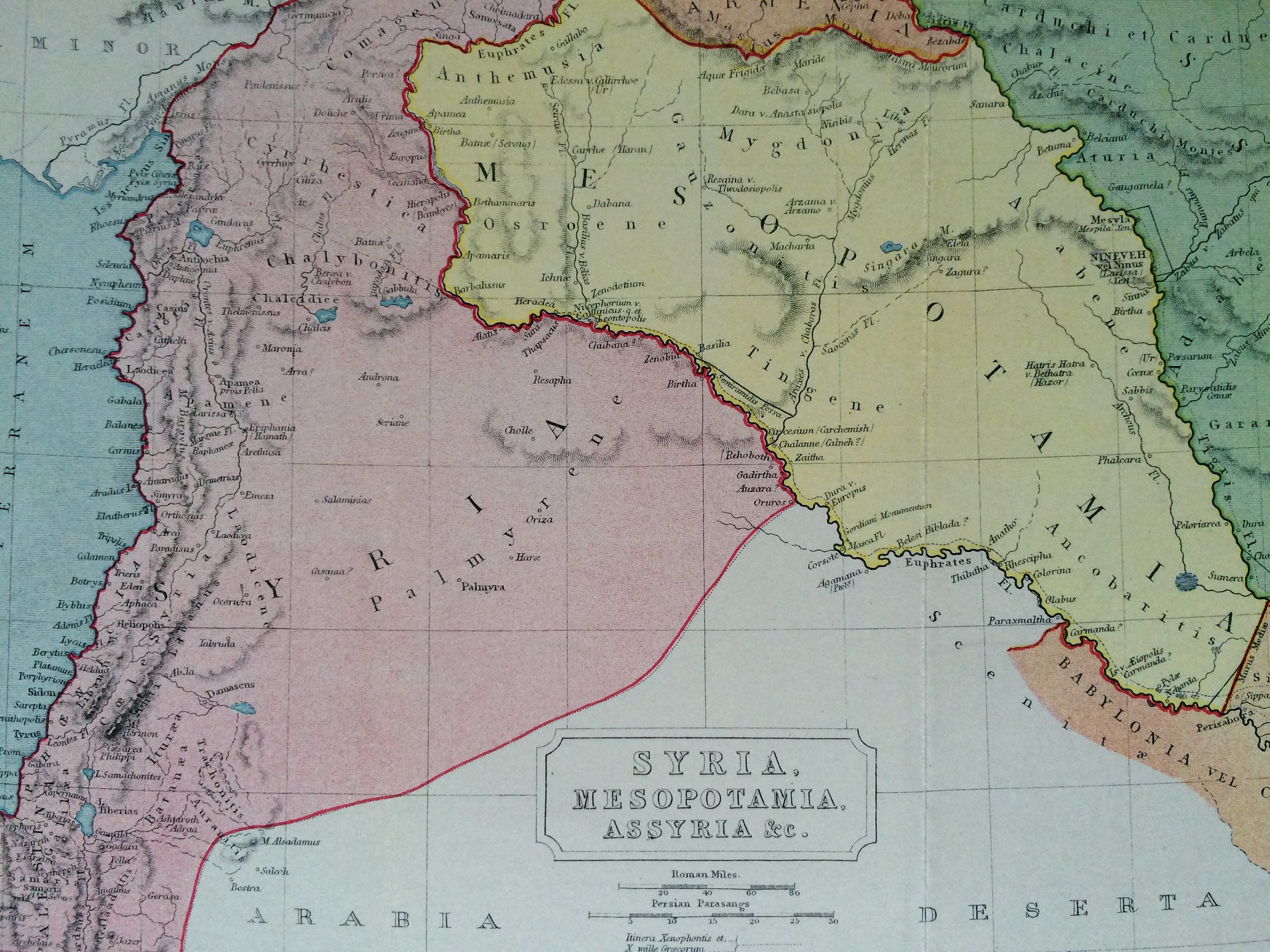 1908 Syria, Mesopotamia, Assyria Original Antique Classical History Map ...