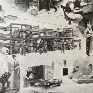 1940s Newspaper Printing Press Original Vintage Print - Journalism ...