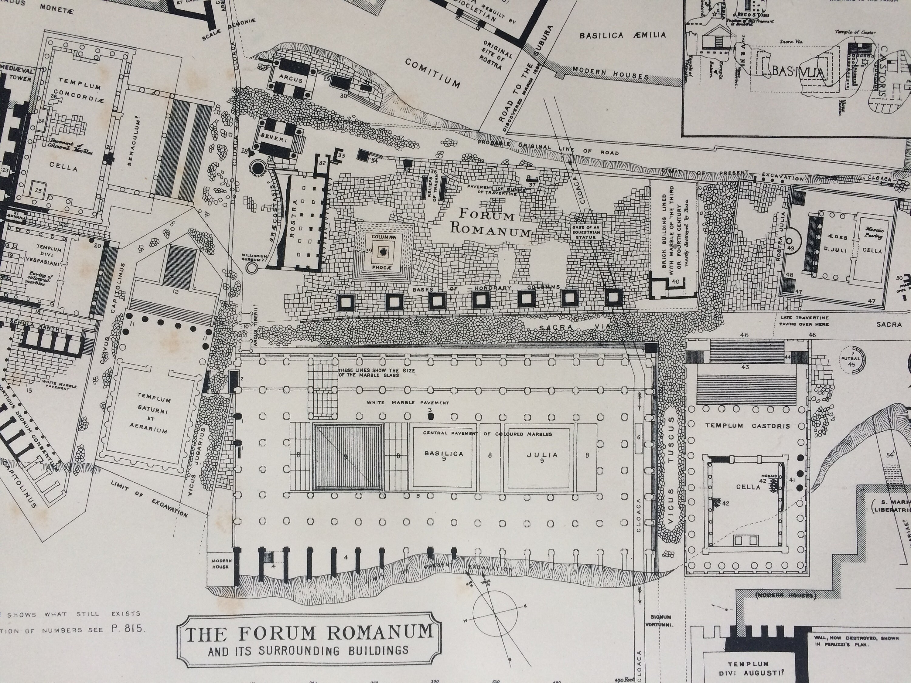 1875 The Forum Romanum and its surrounding buildings original antique ...