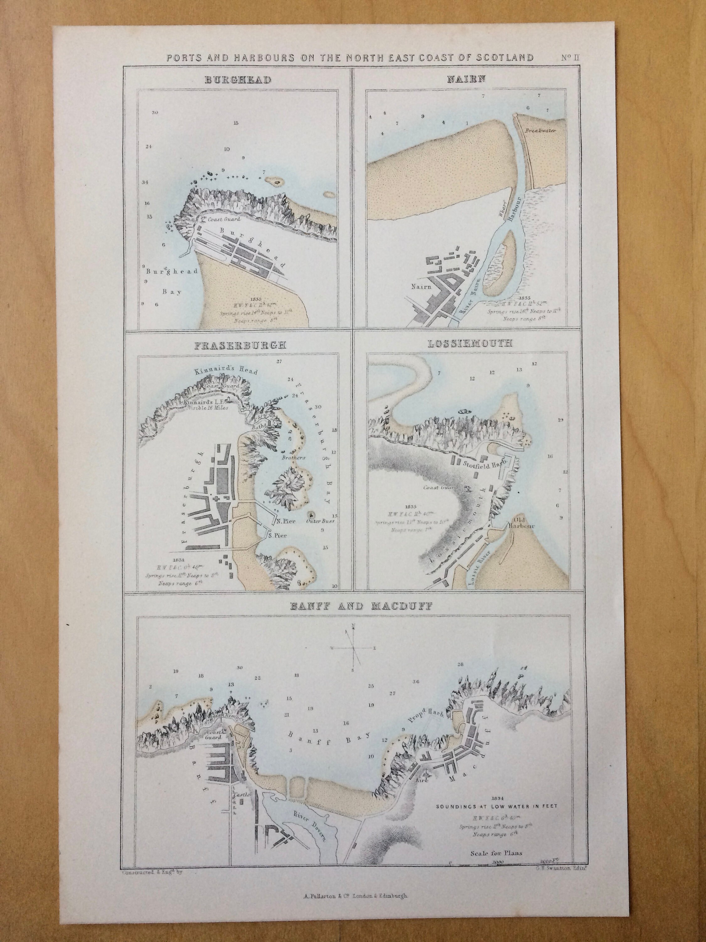 1870 Ports and Harbours on the North East Coast of Scotland Original ...