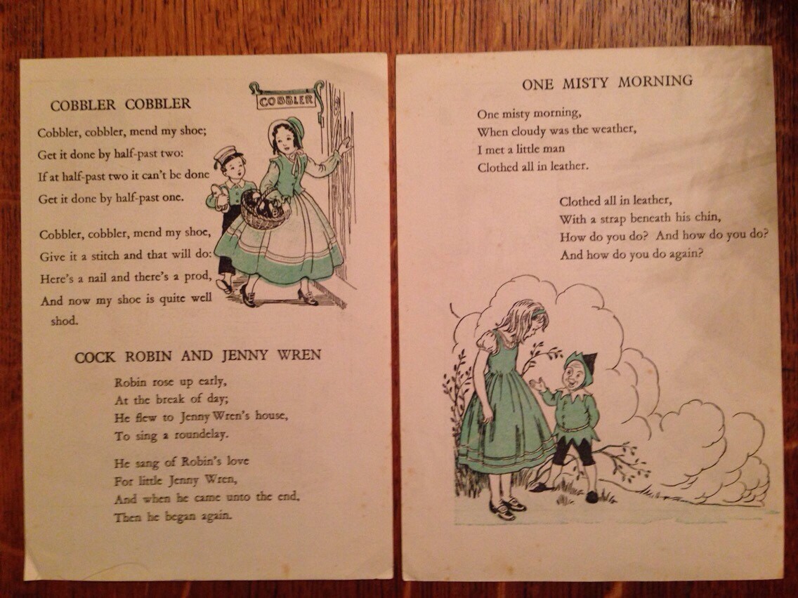 1951 Three Little Kittens Nursery - Cobbler Cobbler Nursery Rhyme ...