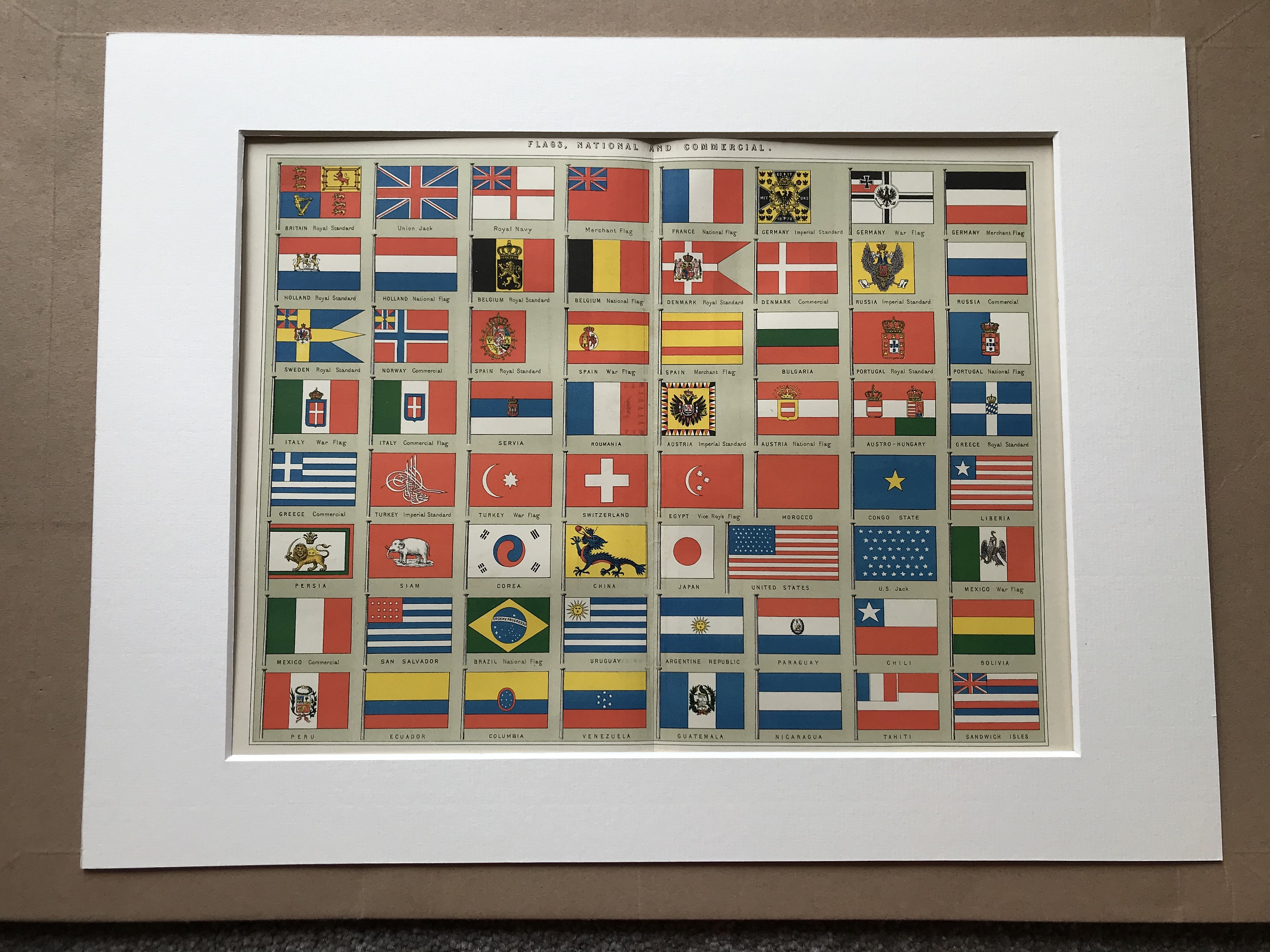 1900 Flags - National and Commercial Original Antique Print - Available ...