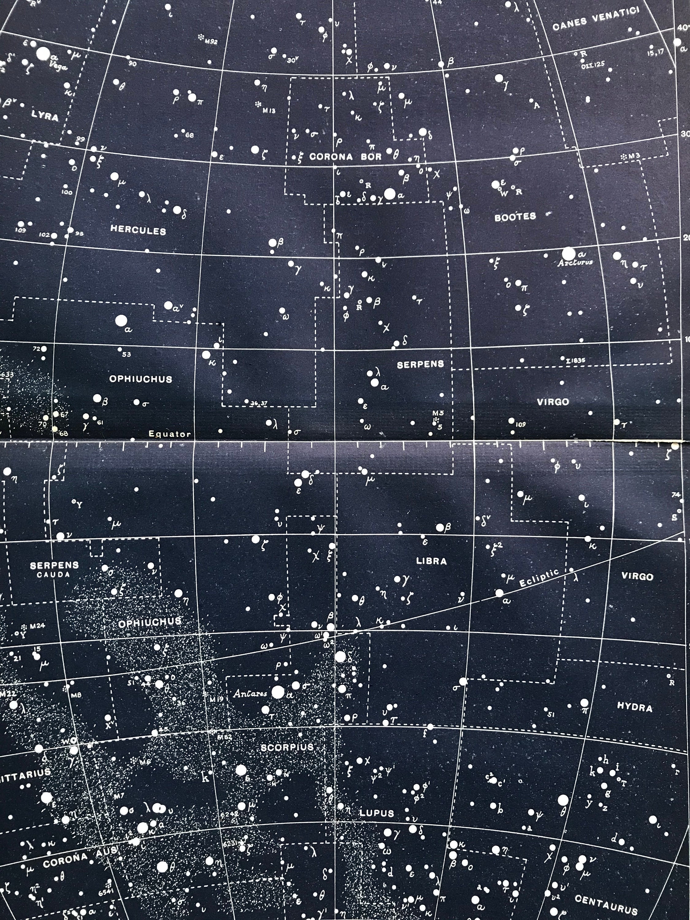 1961 Original Vintage Star Map for epoch 1950 - 9.5 x 14.5 inches ...