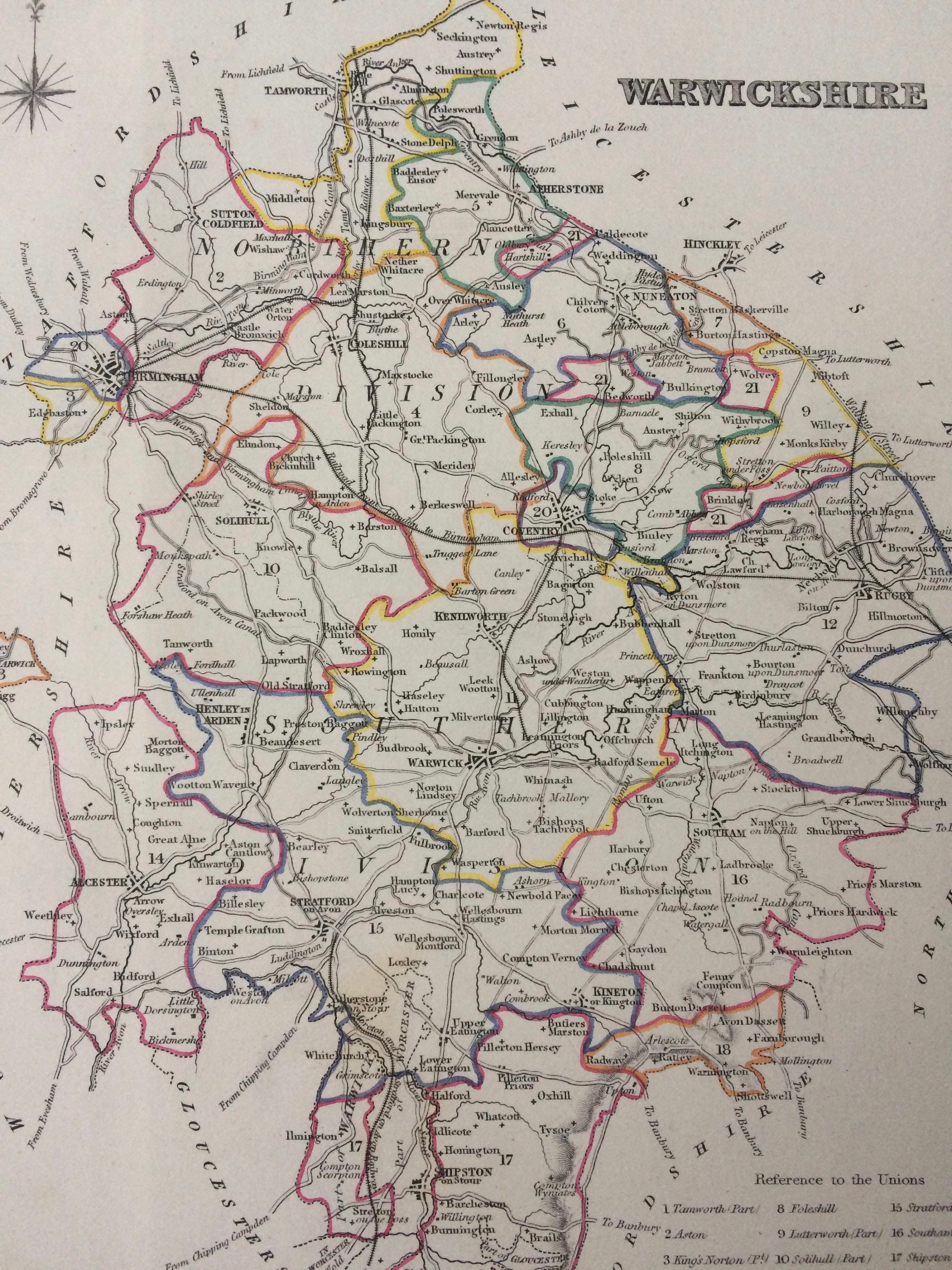 1845 Warwickshire Original Antique Hand-Coloured Engraved Map - UK ...