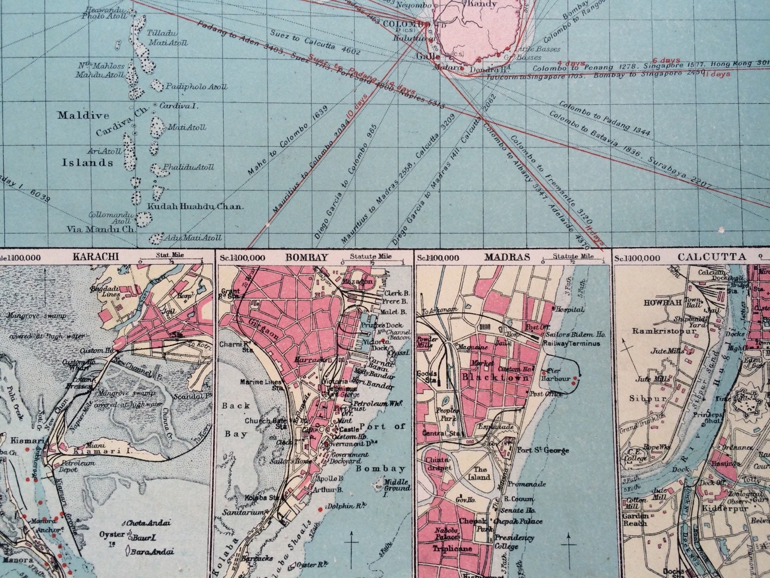 1920 The Arabian Sea mercantile marine map - extra large original ...