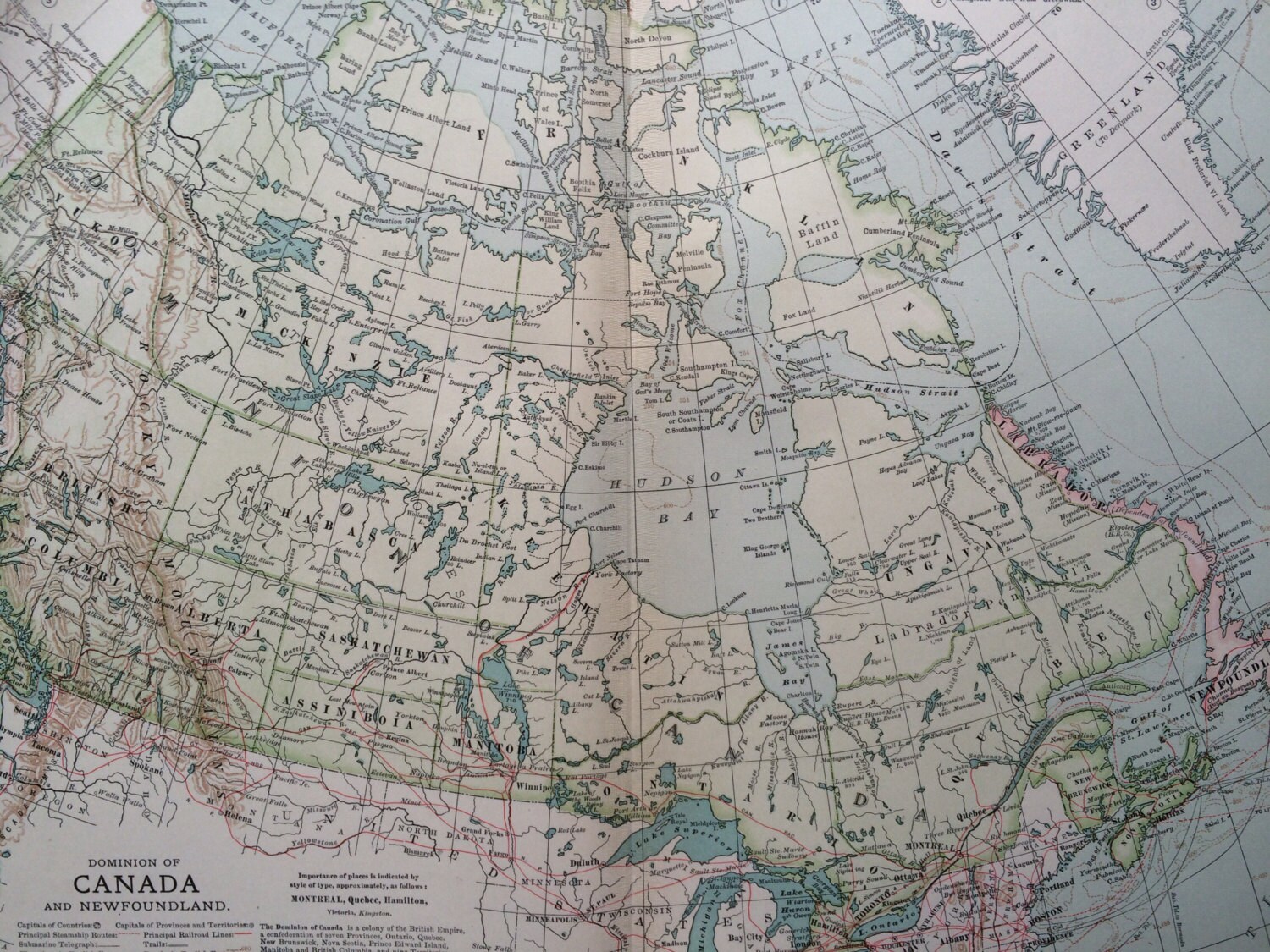 1903 Canada Original Large Antique Map - Wall Map - Home Decor ...