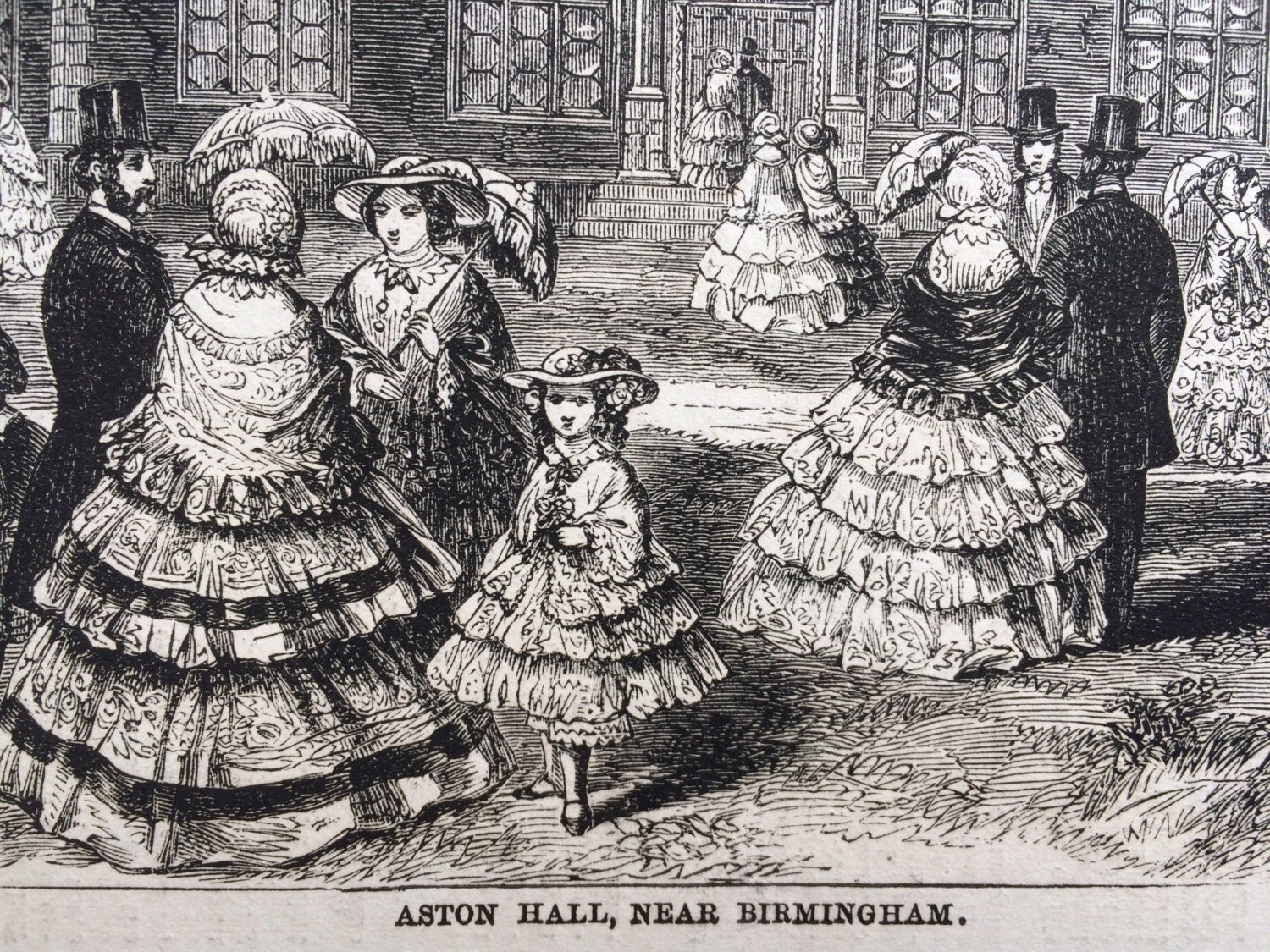 1858 Aston Hall, near Birmingham Original Antique Engraving - Fashion ...