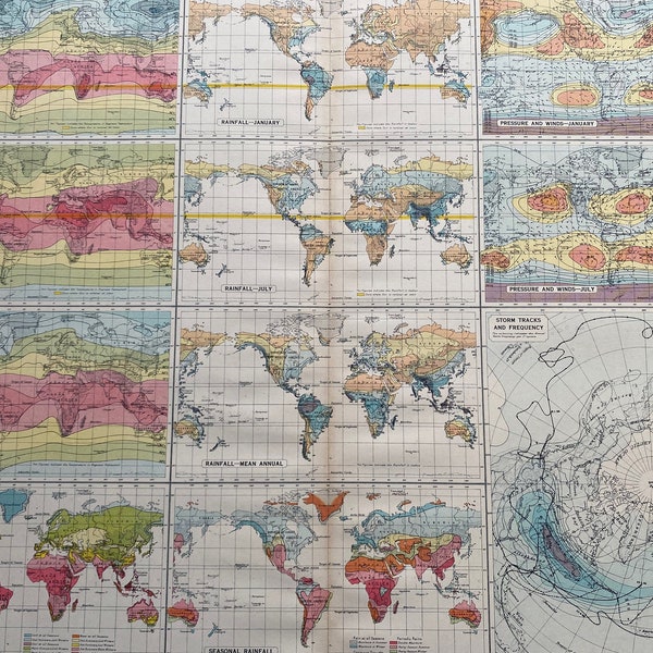 Vintage World Map - Etsy