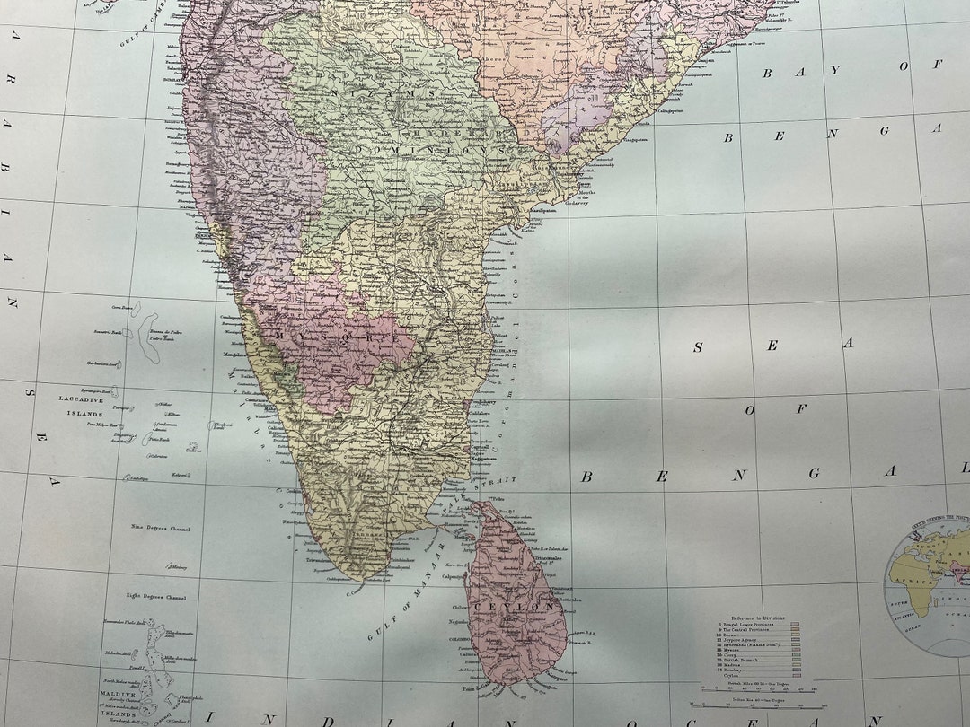 1876 India (southern Section) Extra Large Original Antique A & C Black ...