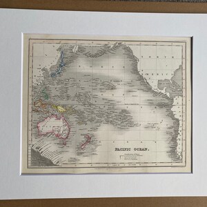 1853 Pacific Ocean Original Antique Map With Diagram of Tallest ...