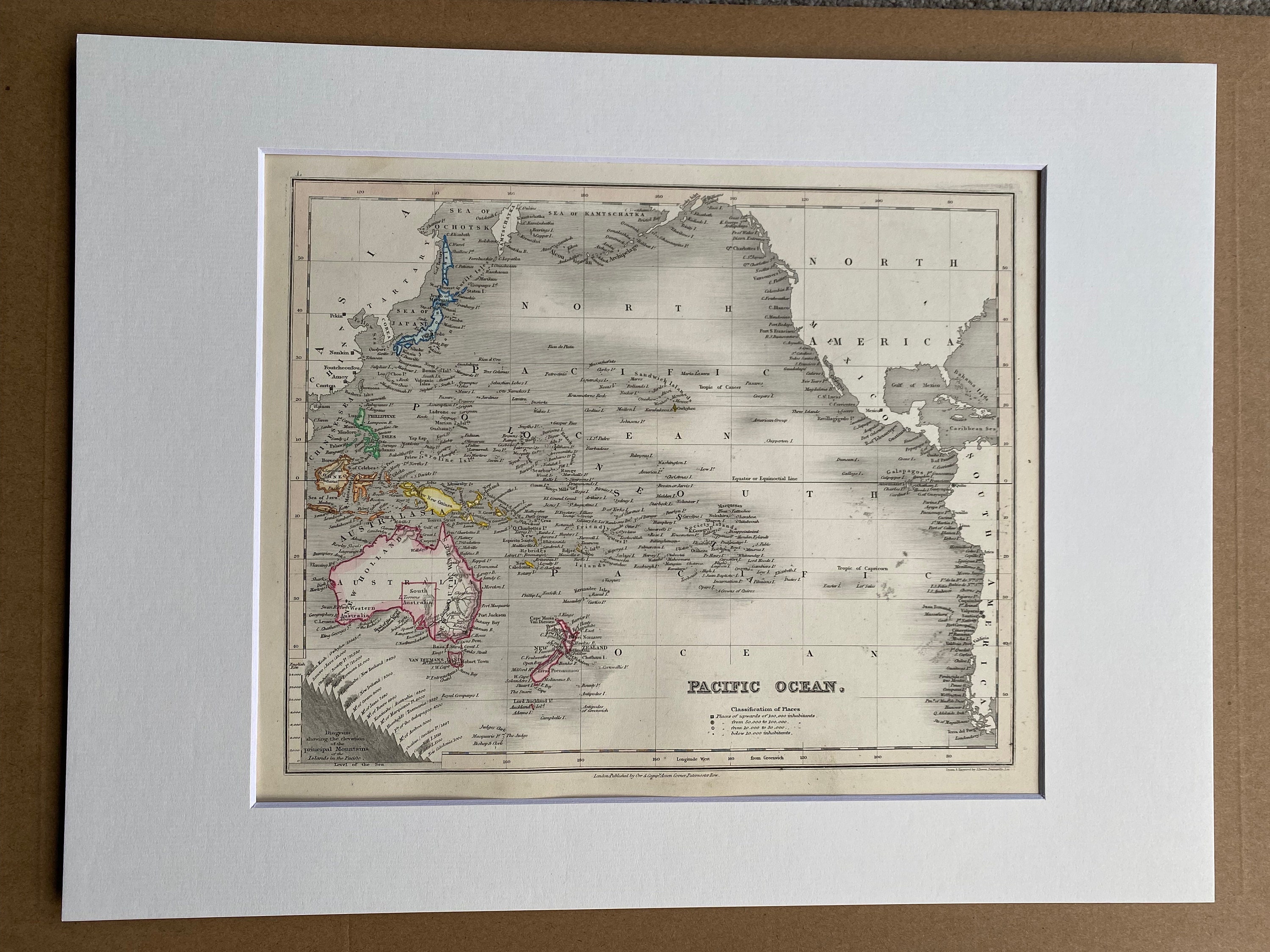 1853 Pacific Ocean Original Antique Map With Diagram of - Etsy