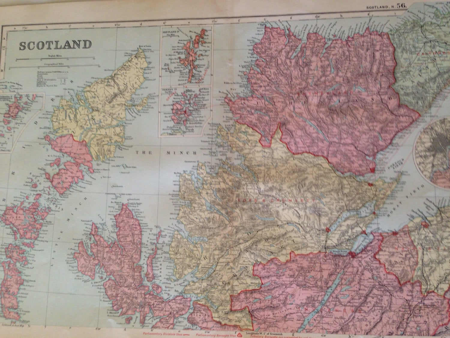 1896 SCOTLAND MAP Set of 3 large original antique maps, Scottish ...