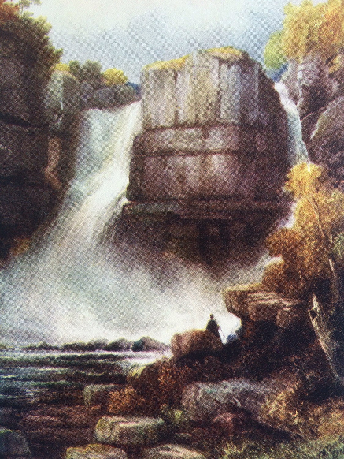 1908 Matted High Force Waterfall Original Antique Print - Available ...