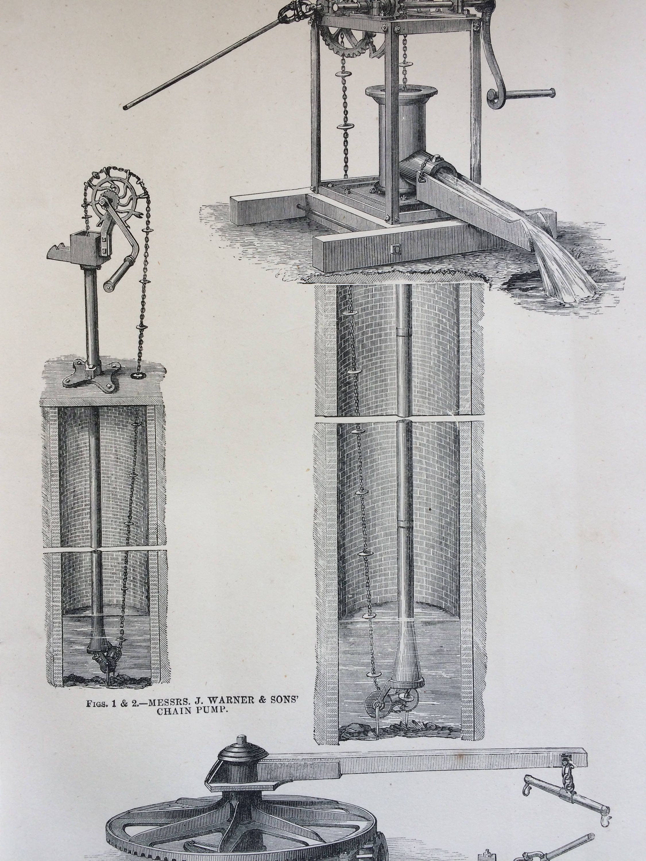 Warner & Sons Chain Pump wall decor 1891 Irrigation Original Antique ...