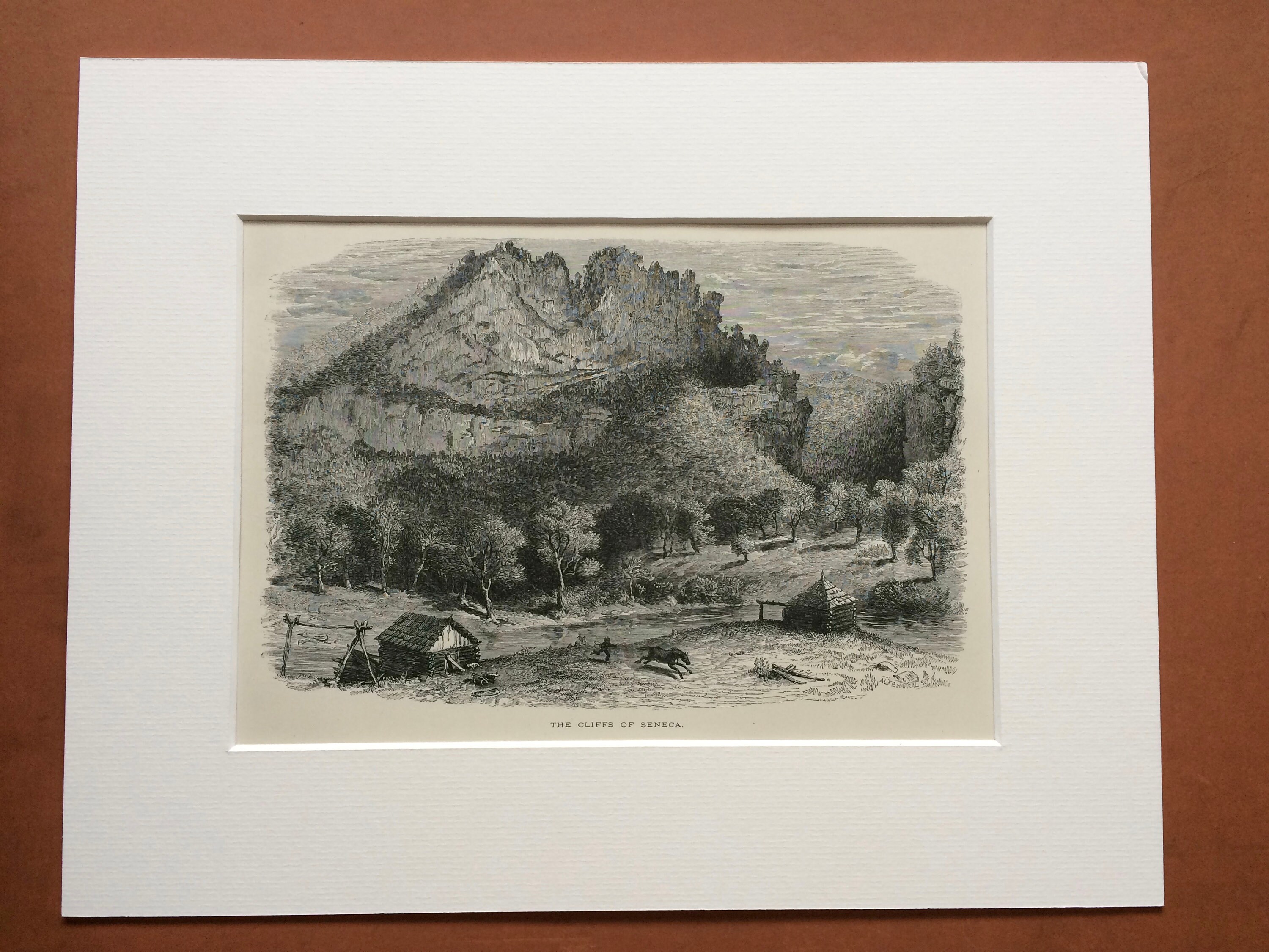1895 Cliffs of Seneca, West Virginia Original Antique Wood Engraving ...