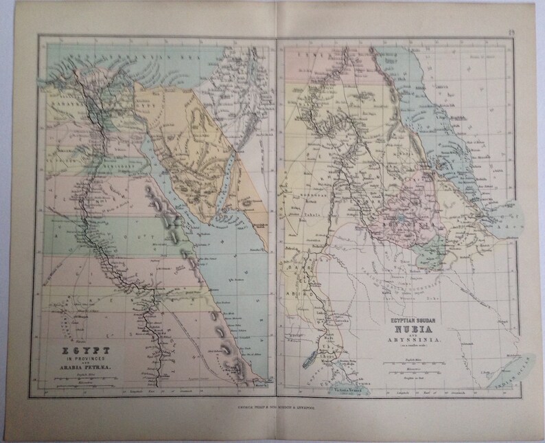 1887 Middle East Original Antique Map Colour Historical - Etsy UK