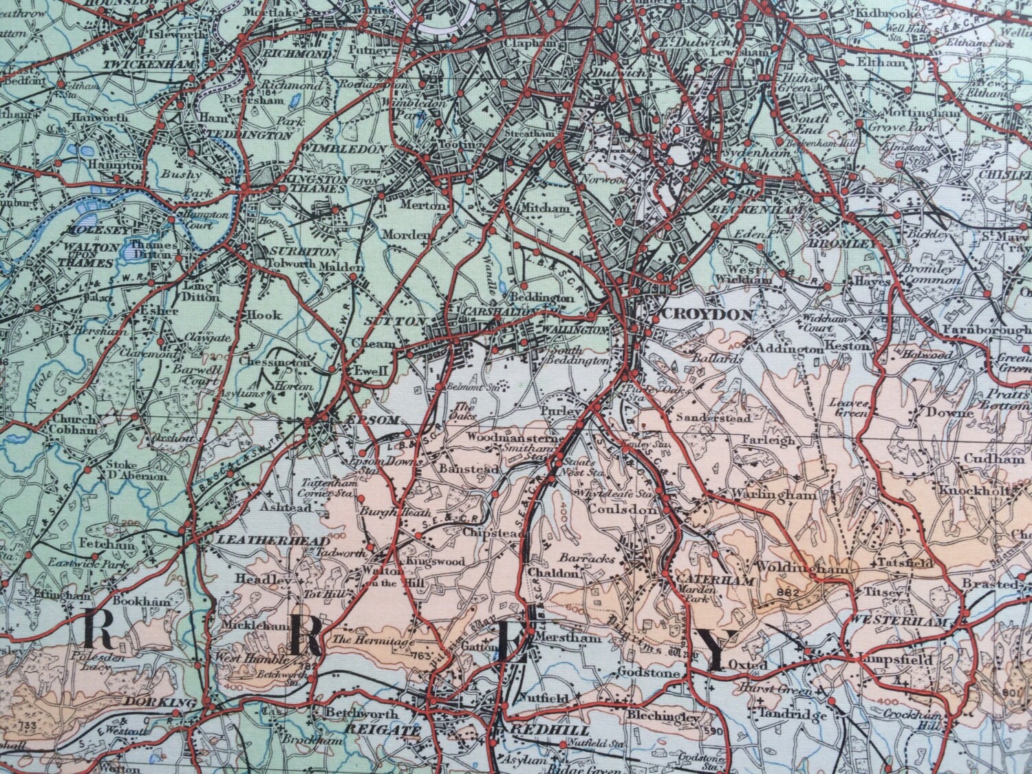 1922 original antique ordnance survey map of Southeast England - Kent ...