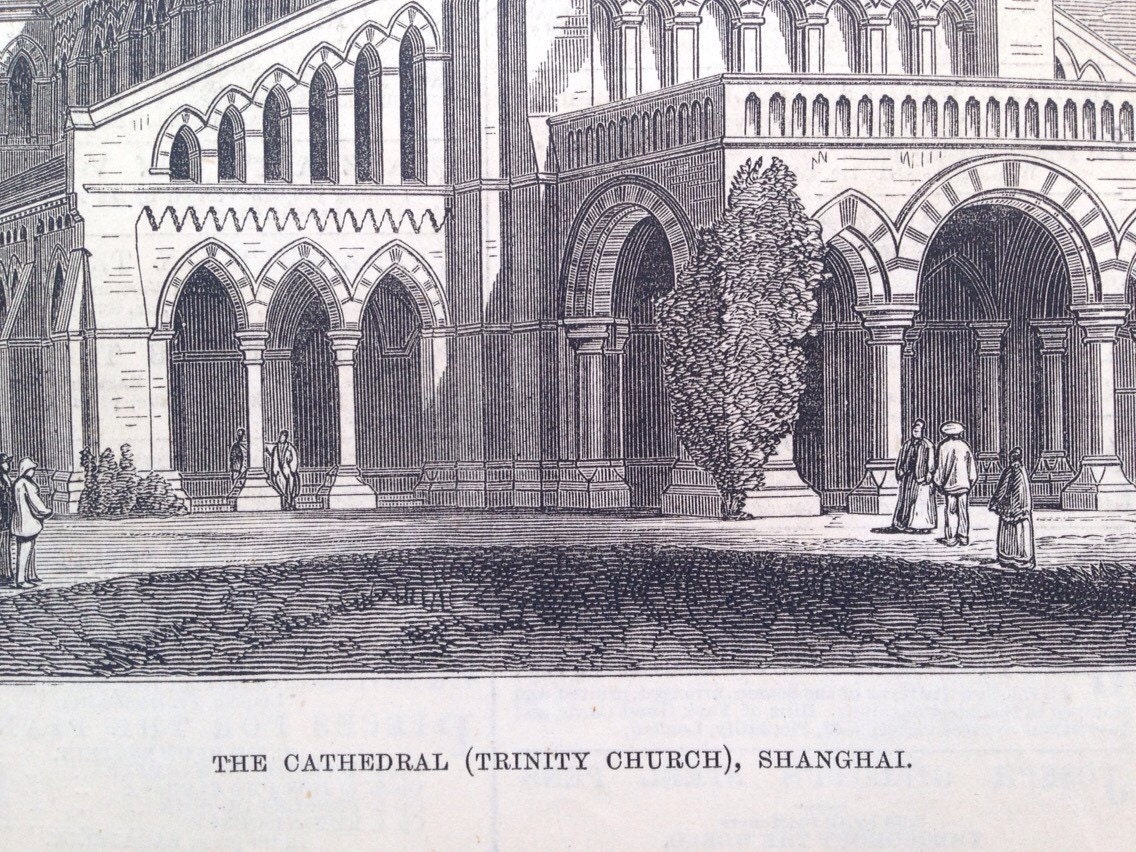 1877 The Cathedral (Trinity Church), Shanghai, China Original Antique ...