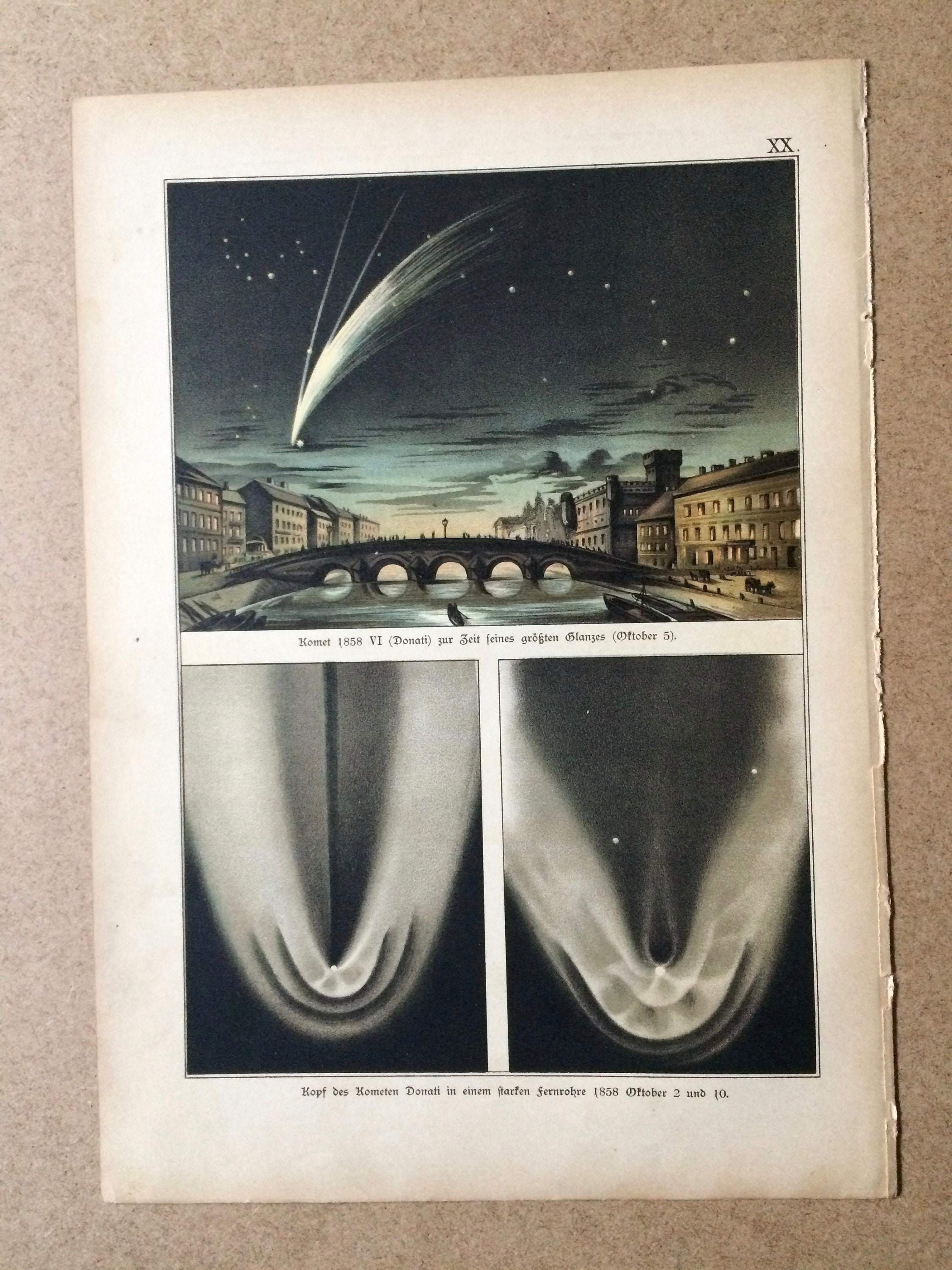 1888 Original Antique Lithograph - Comet Donati - Comets - Celestial ...