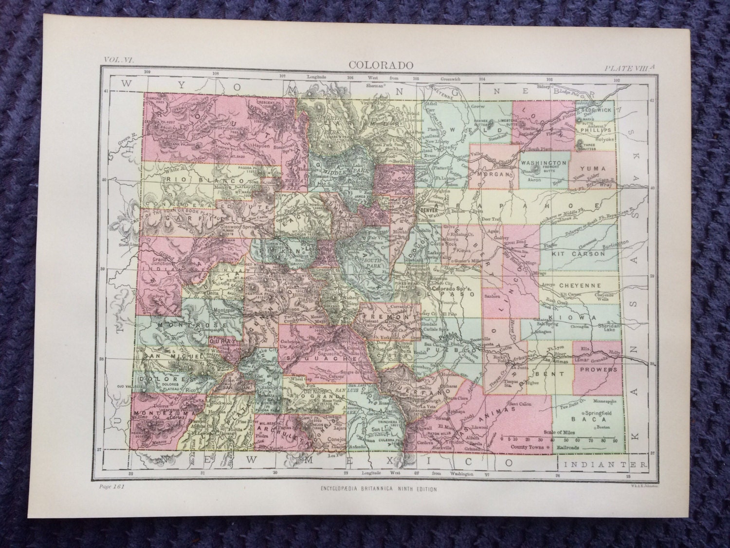 1875 COLORADO original antique map, cartography, geography, wall decor ...