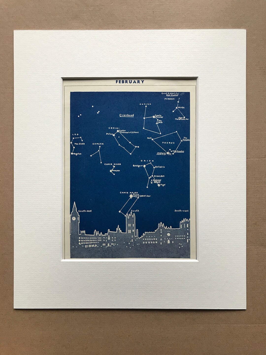 1940s February Star Map Seen Over London Original Vintage Print ...