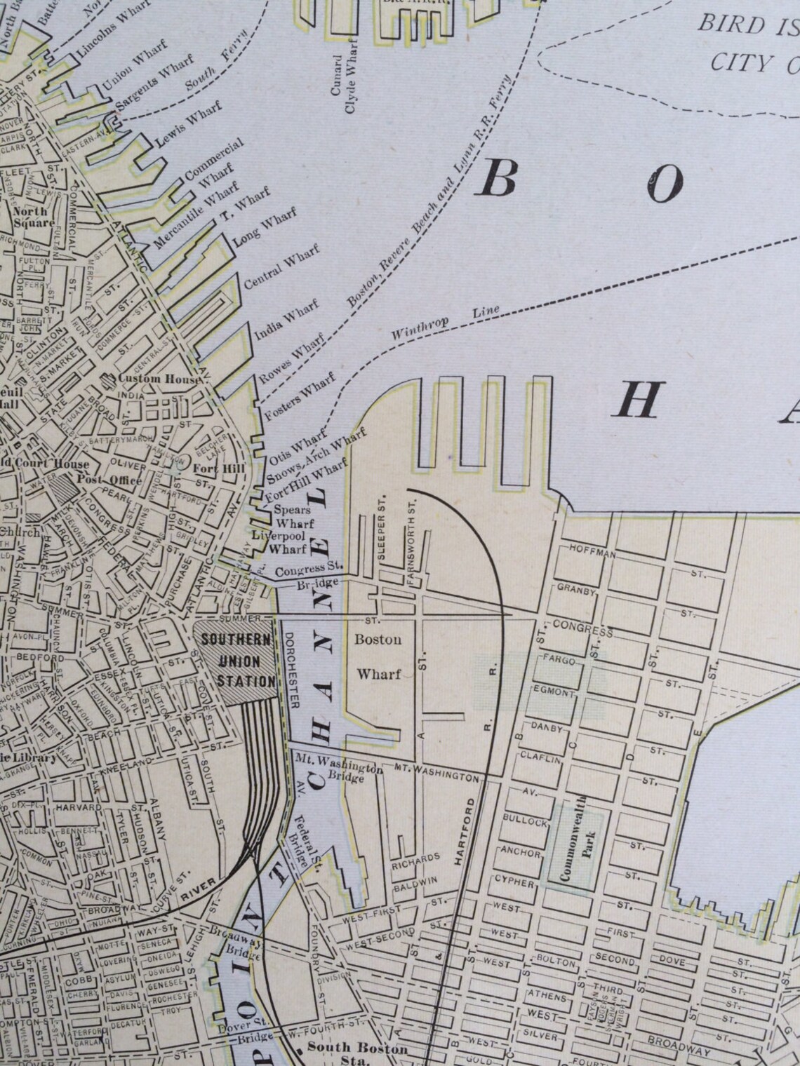 1901 BOSTON Large Original Antique Map 22.5 X 14.5 Inches - Etsy