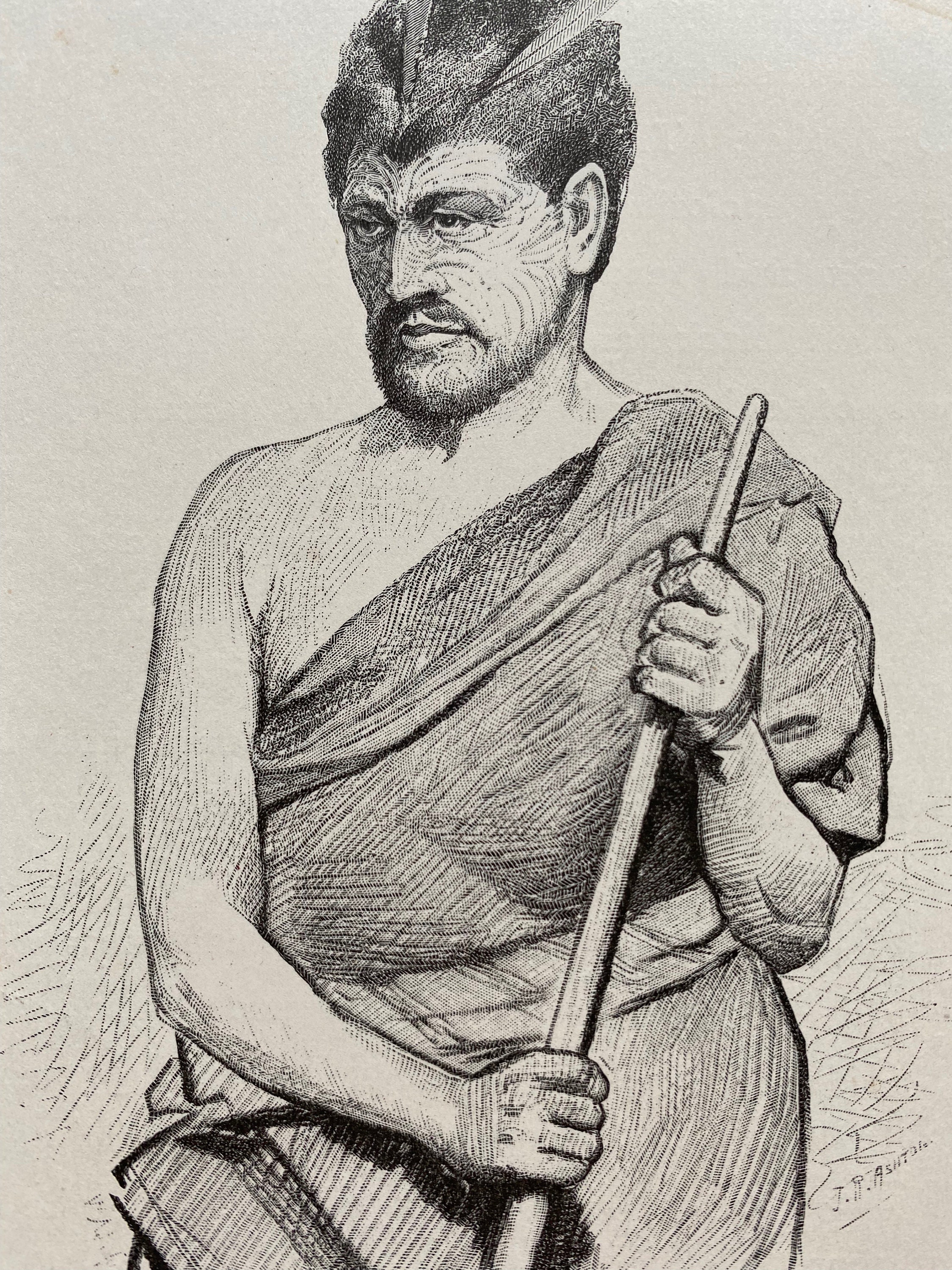 1886 Te Pahi Original Antique Print - Maori Tribal Leader - New Zealand ...