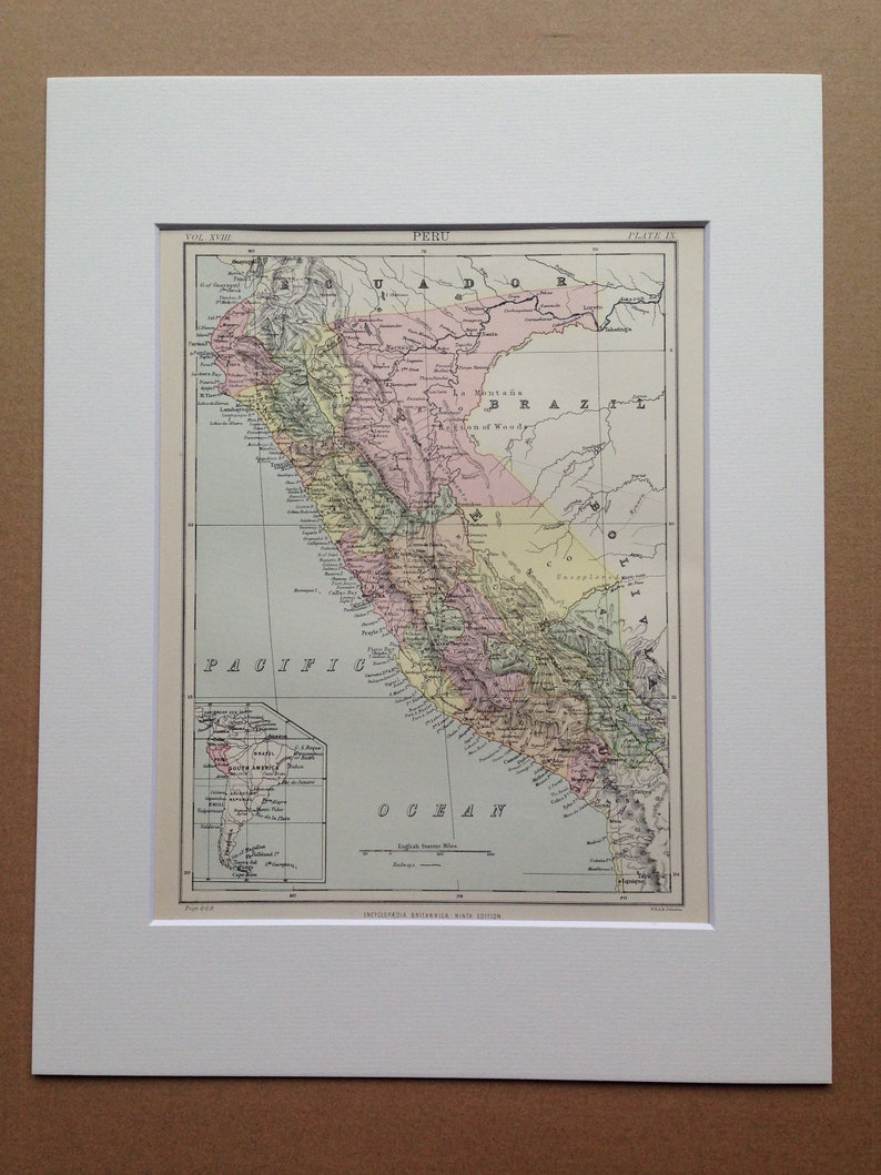 1875 Peru Original Antique Map South America Vintage Wall - Etsy UK
