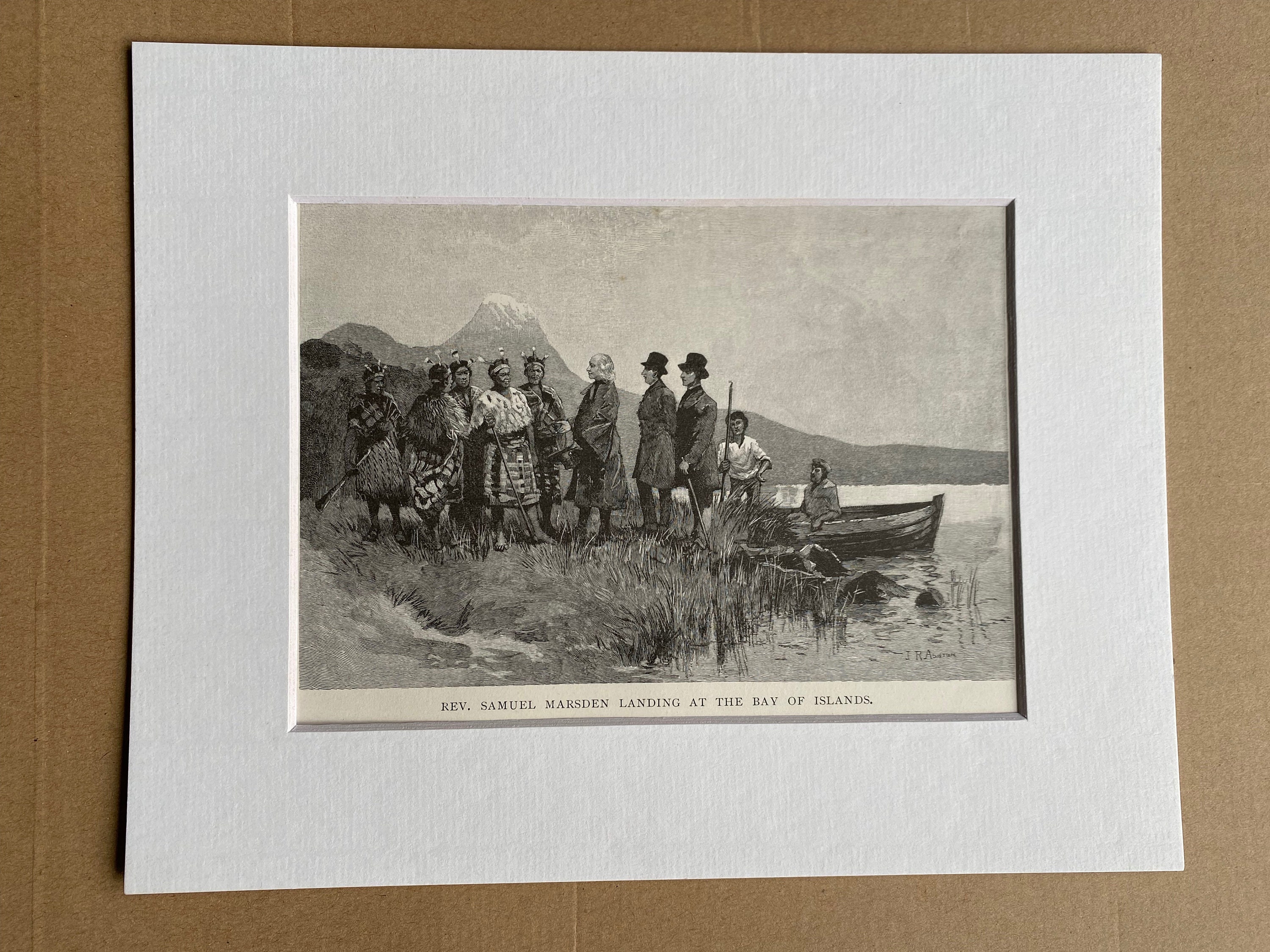 1886 Rev. Samuel Marsden landing at the Bay of Islands Original Antique ...
