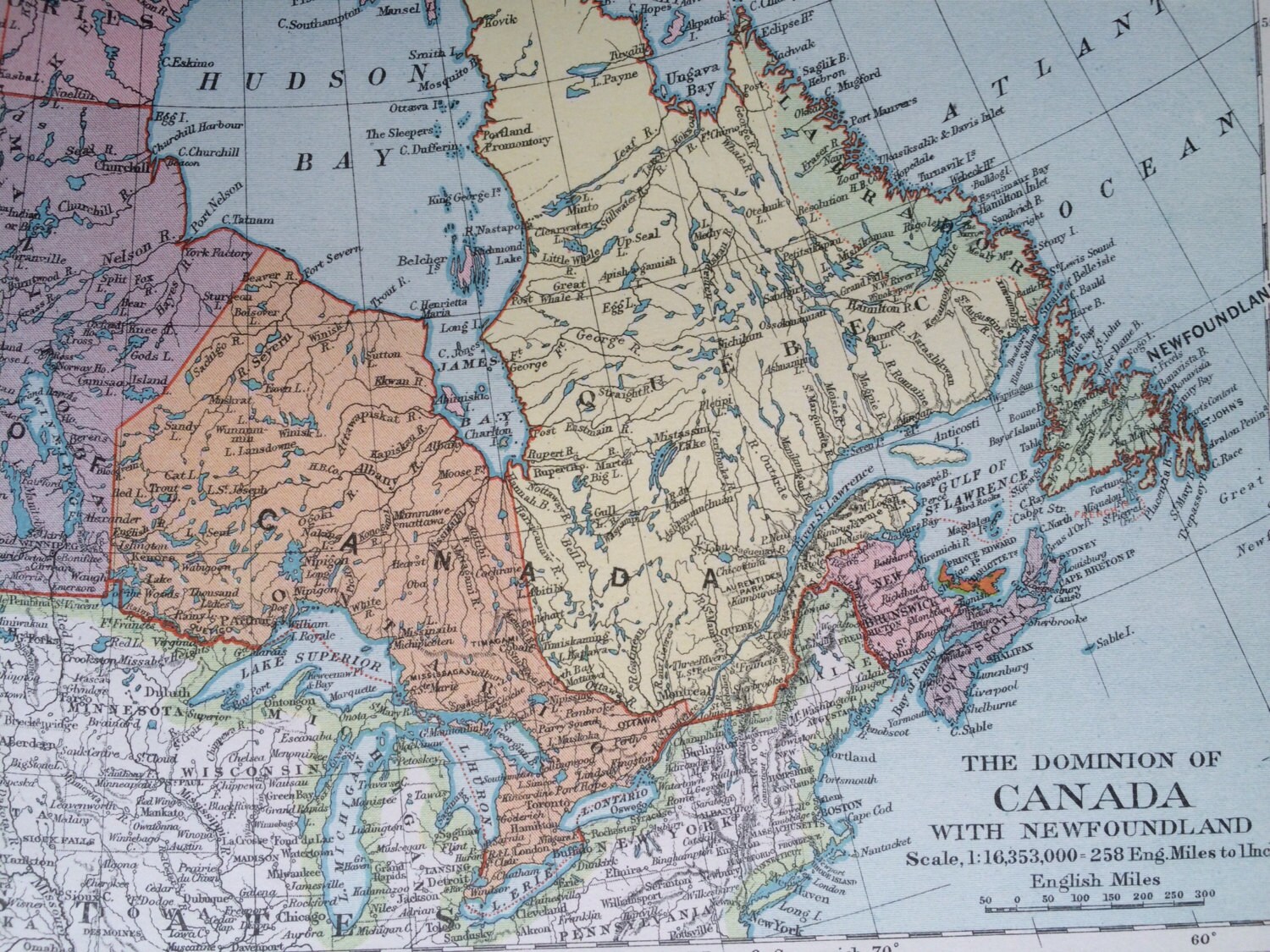 1920 DOMINION OF CANADA Original Vintage Map, 12 x 14.5 inches ...