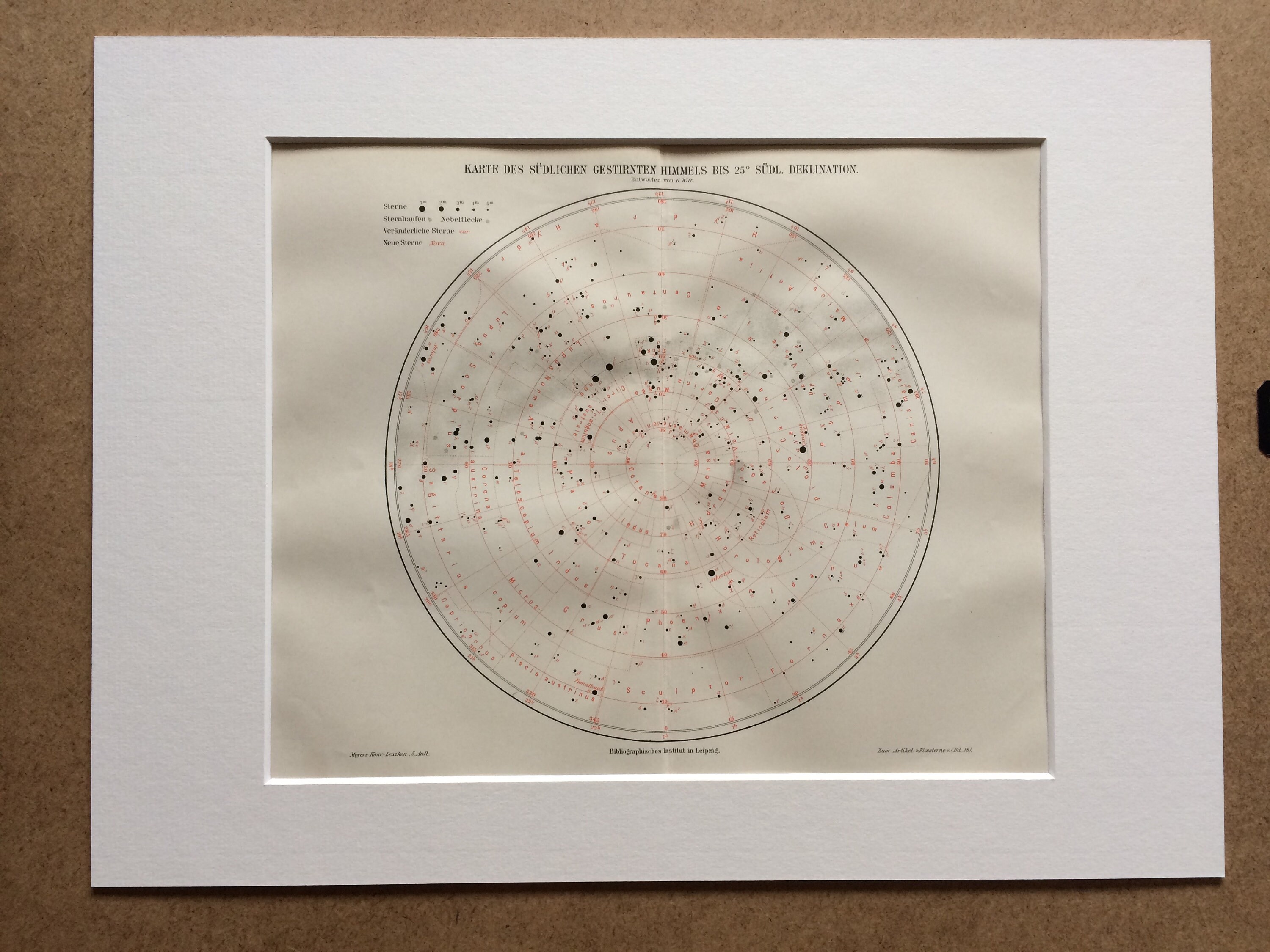 1898 Southern Starry Sky Map Large Original Antique Lithograph ...
