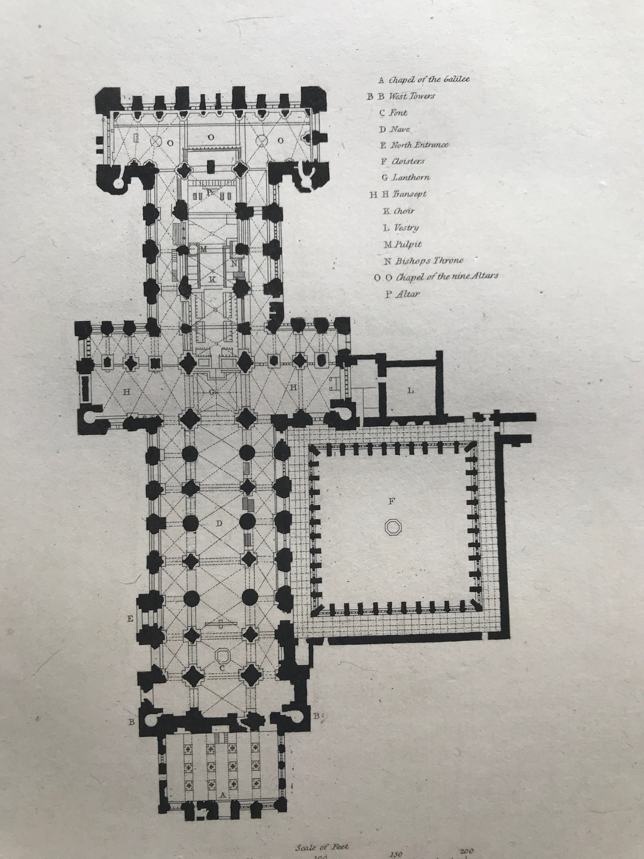 1843 Plan of Durham Cathedral Original Antique Engraving - Architecture ...