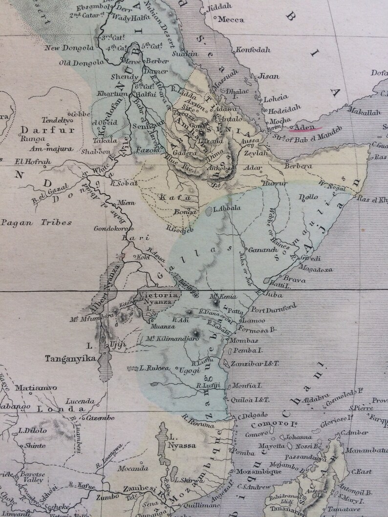 1870 AFRICA Original Antique Map Showing Height of Mountains - Etsy UK