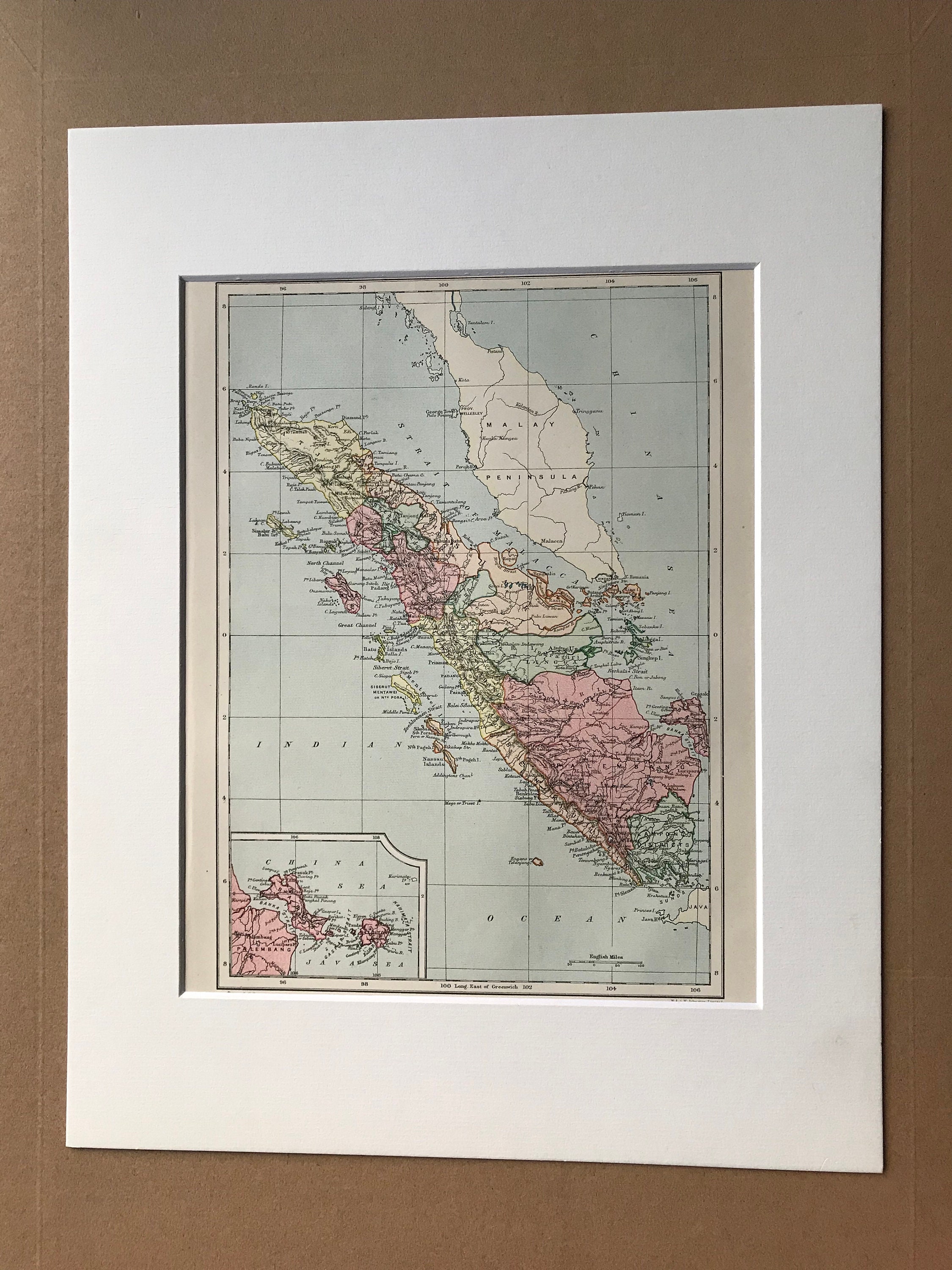 1875 Sumatra Original Antique Map Indonesia Map Decorative | Etsy