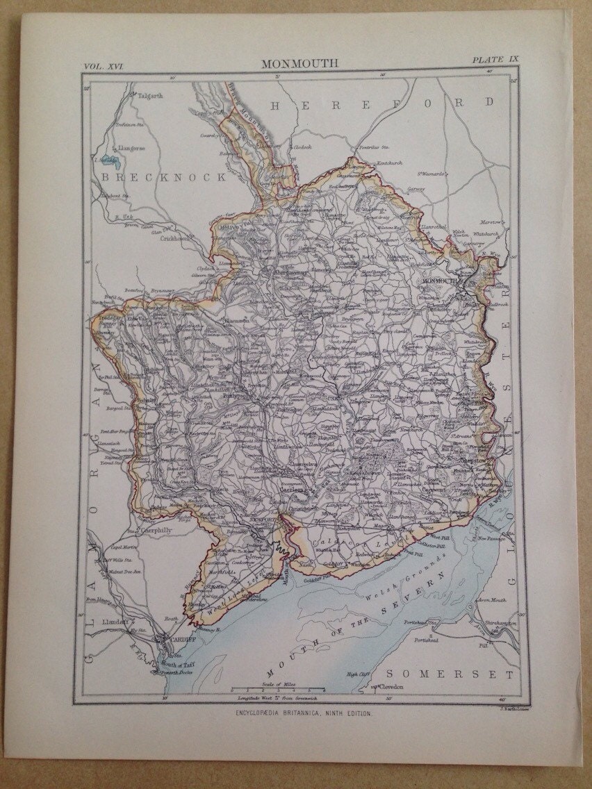 1875 MONMOUTH original antique map, cartography, geography, wall decor ...