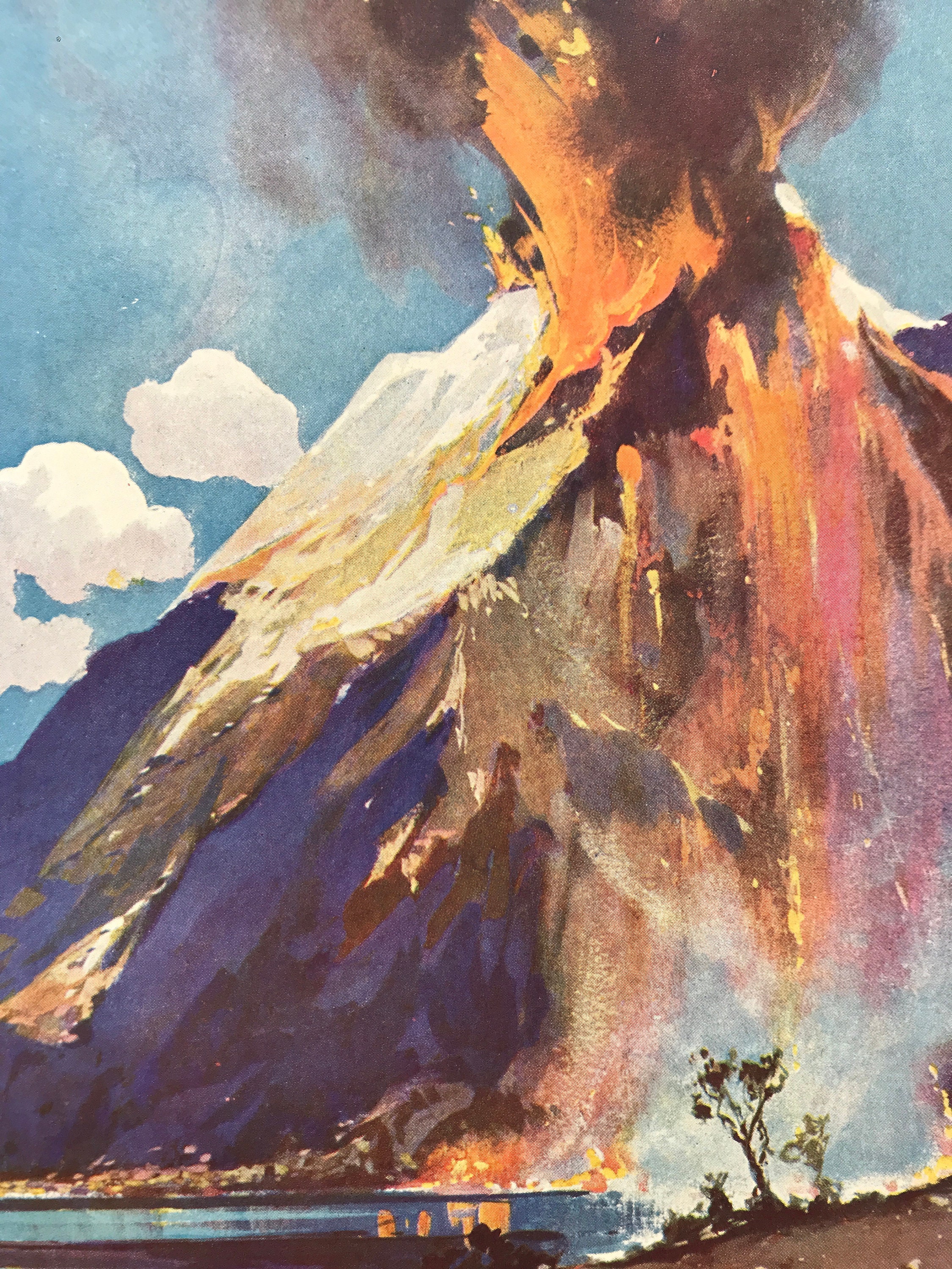 1937 A Volcano in Eruption Original Vintage Print - Geology ...
