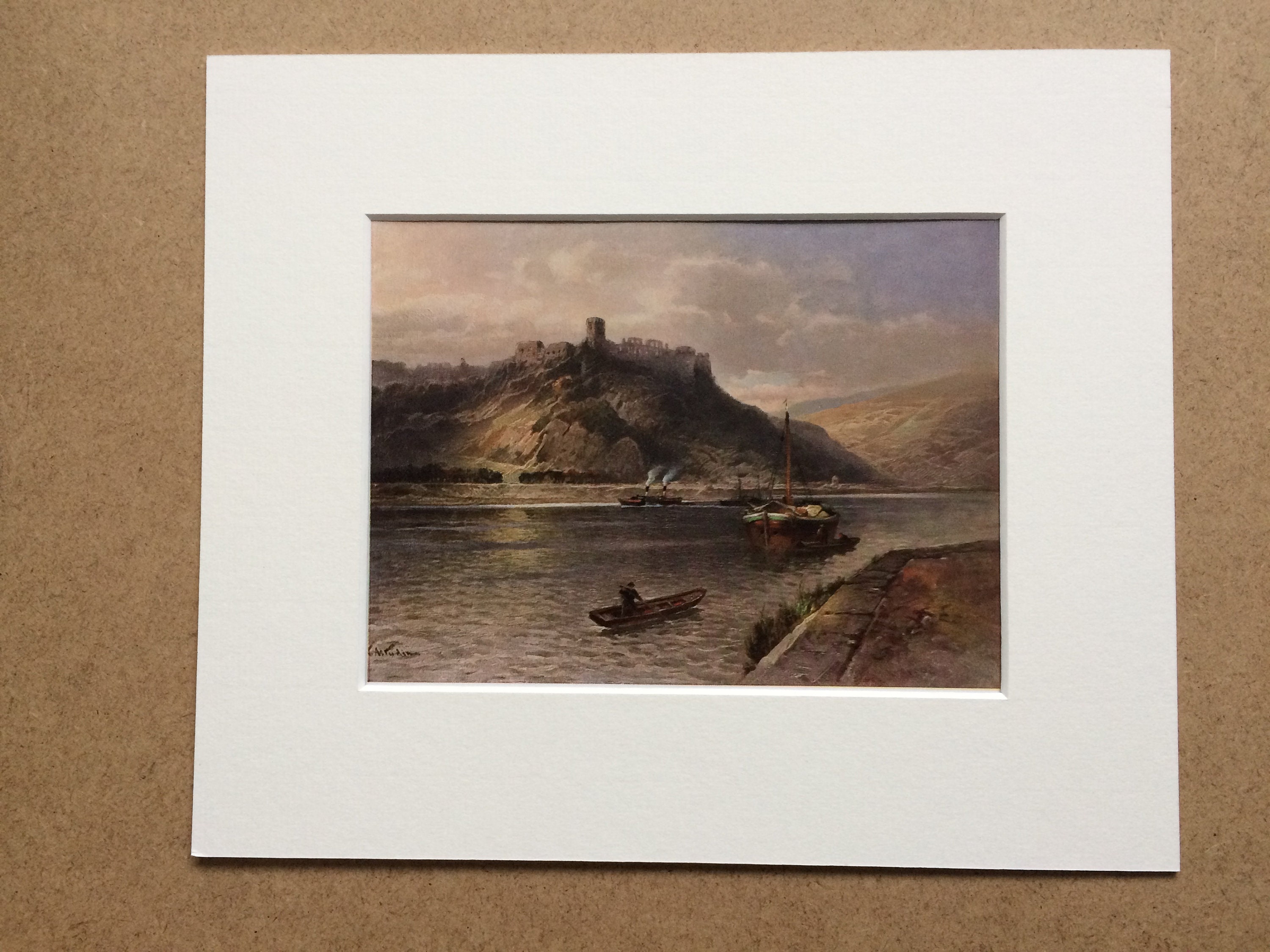 1922 Ruine Rheinfels Original Antique Lithograph - Decorative Wall Art ...