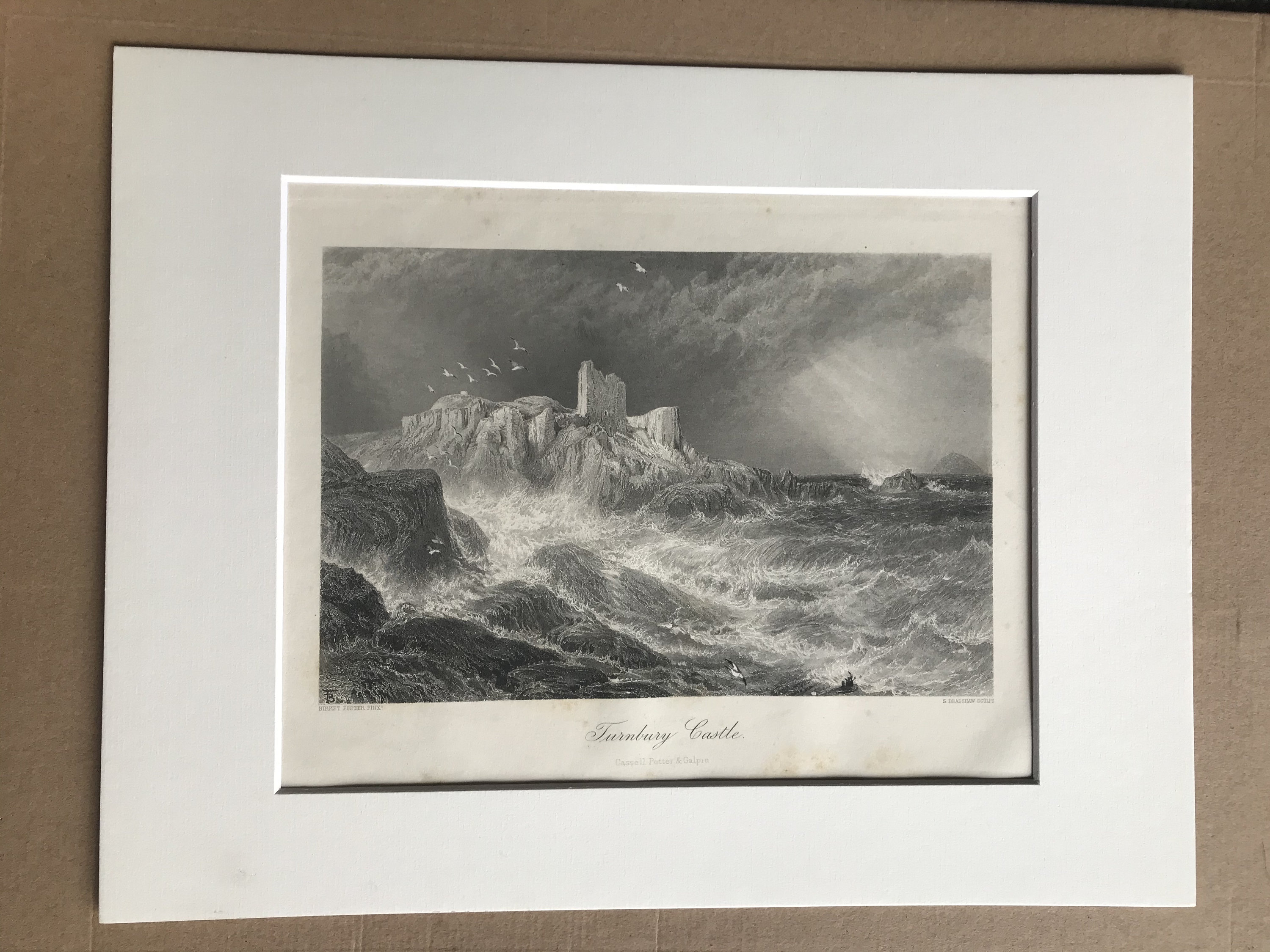 1876 Turnbury Castle Original Antique Steel Engraving - Mounted and ...