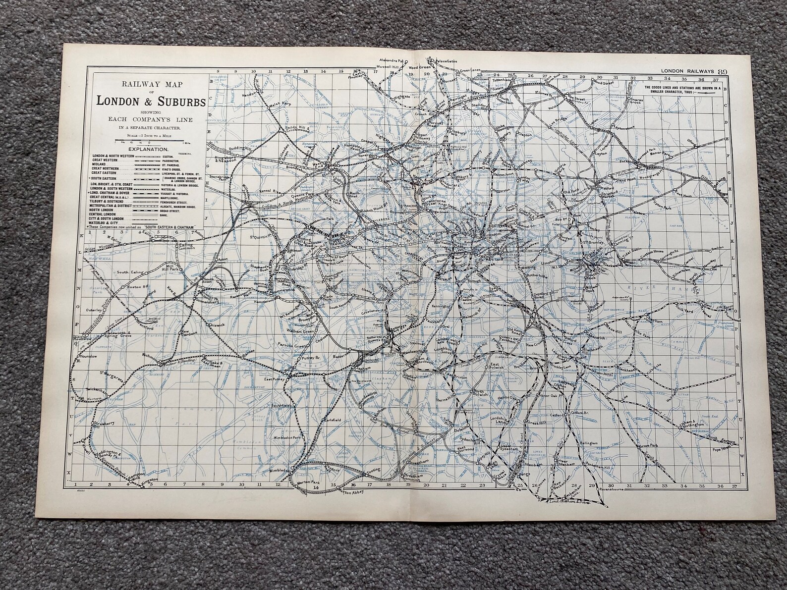 1902 Railway Map of London & Suburbs Original Antique Map - Etsy