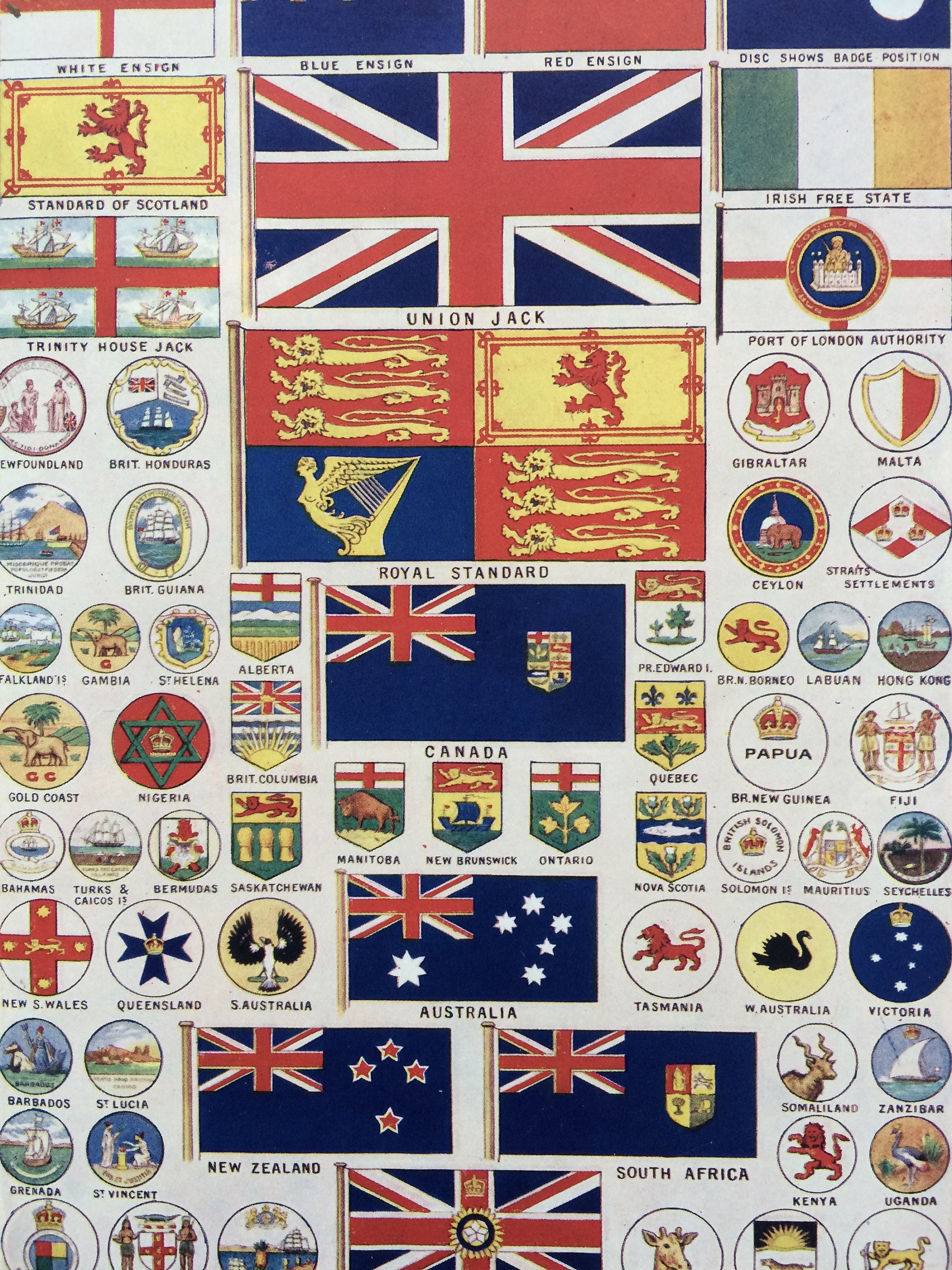 RESERVED 1940s Flags and Badges of the British Empire Original Antique ...