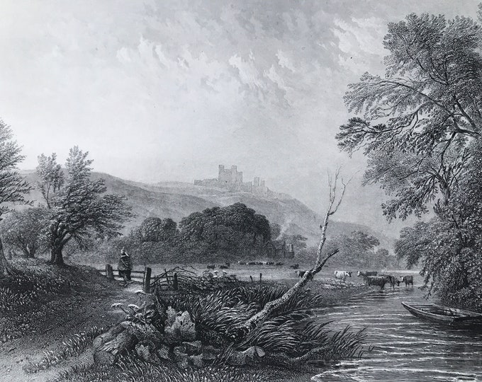 1876 Dover Castle Original Antique Steel Engraving - Mounted and Matted ...