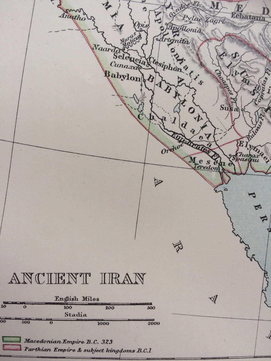 1875 Ancient Iran original antique map, cartography, geography, wall ...
