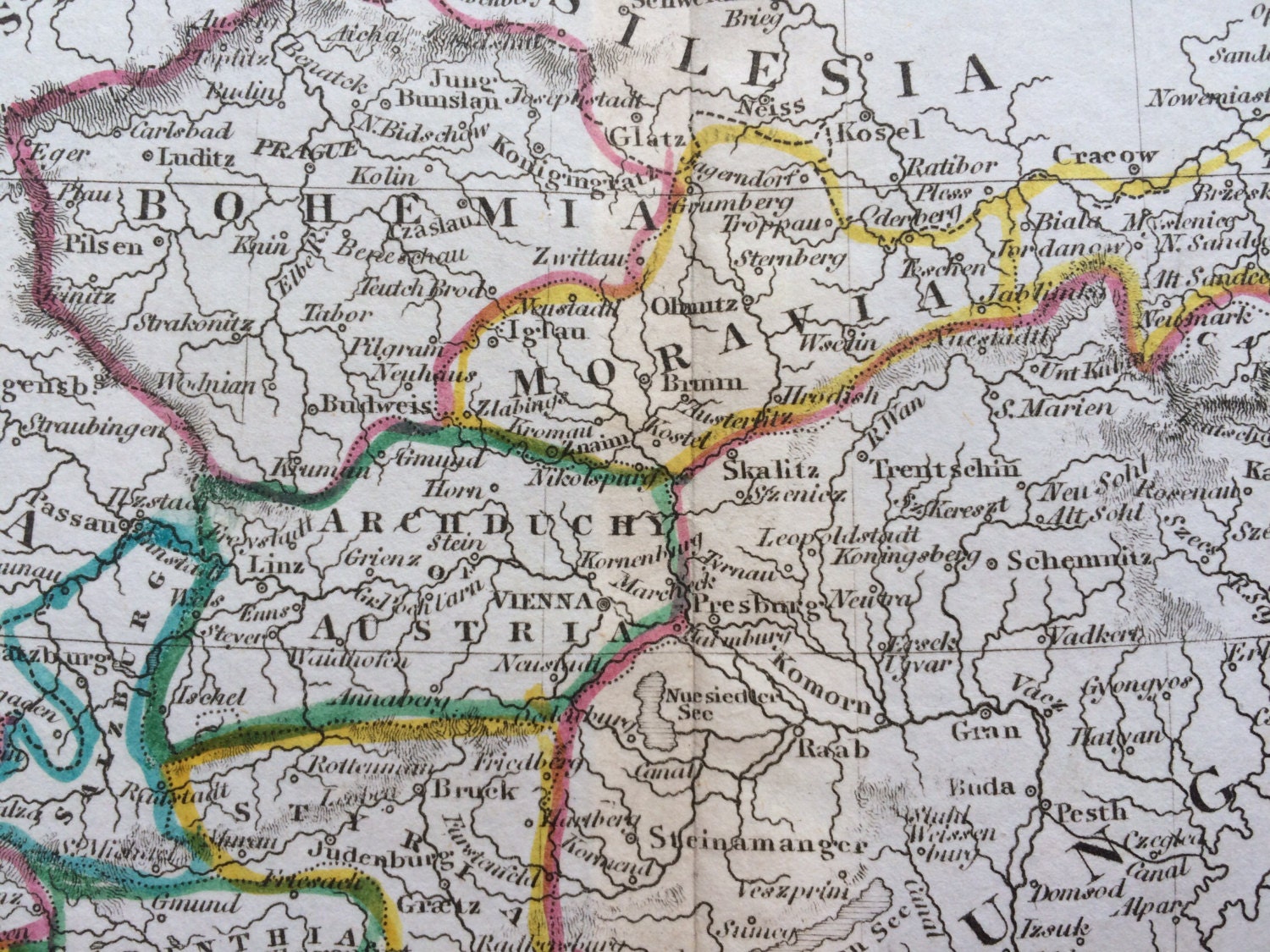 1819 Austria Original Antique Hand-Coloured Engraving - Rare Historical ...