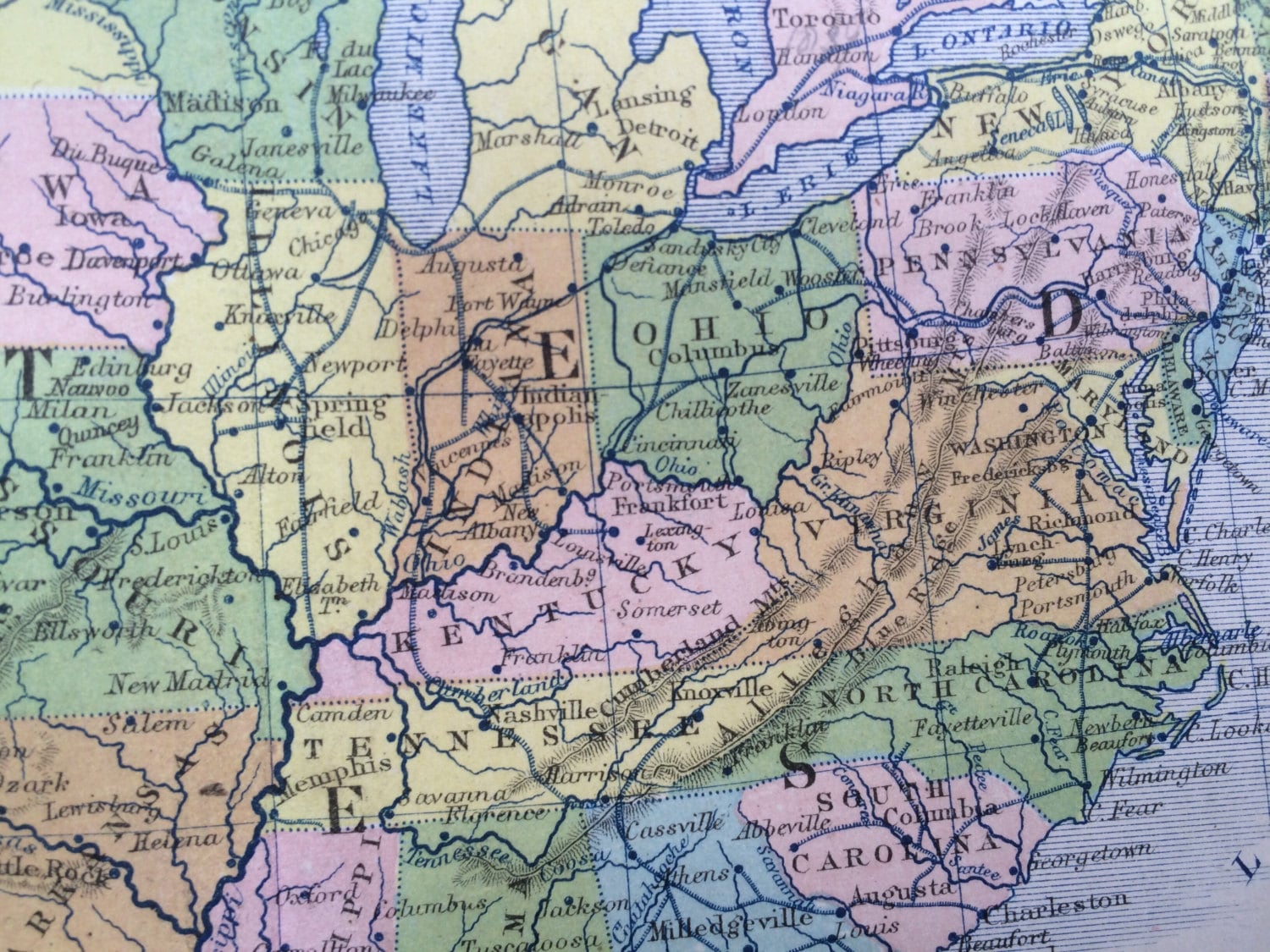 1859 UNITED STATES & CANADA Original Antique Map, 10.5 x 13.5 inches ...